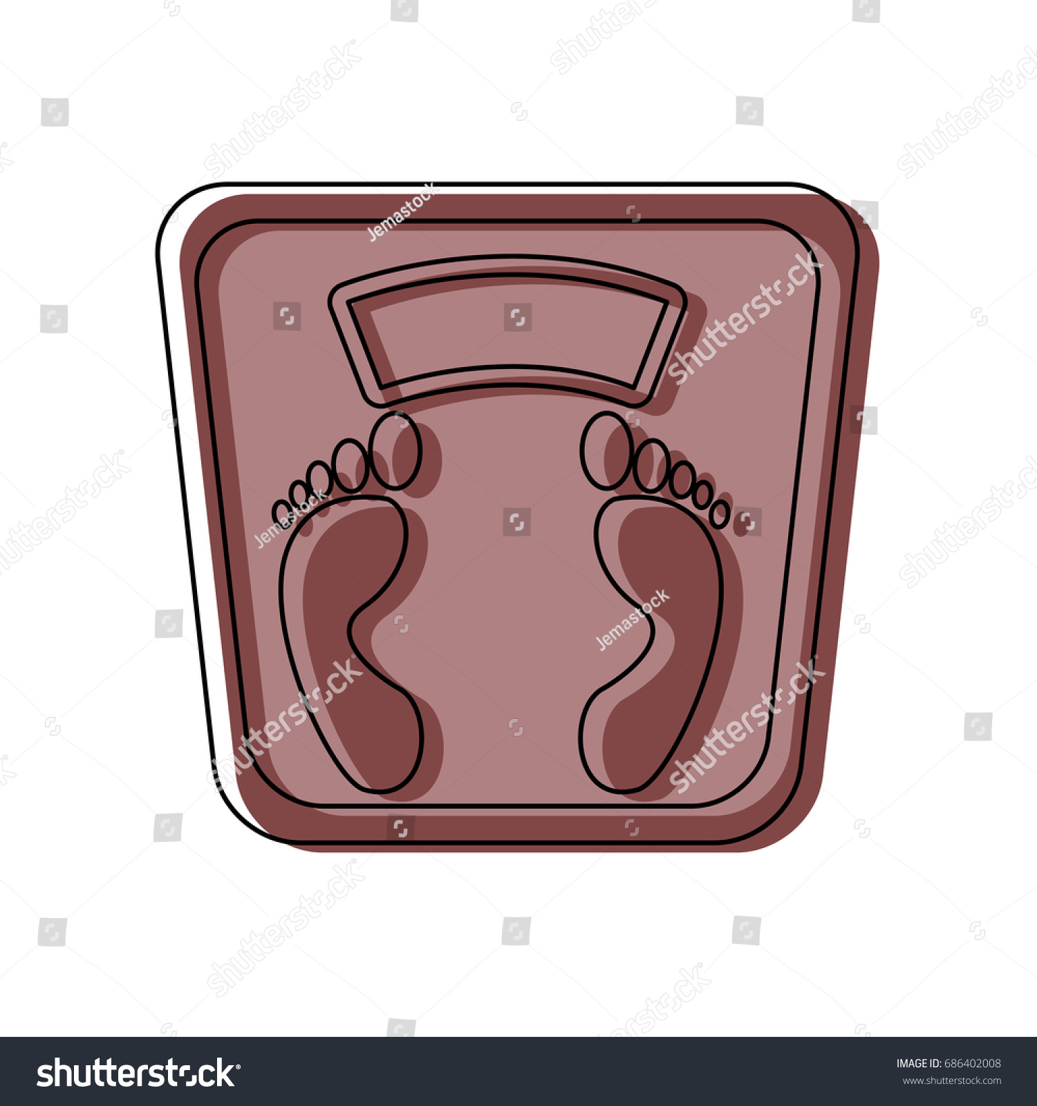 Footprints On Bathroom Scale Display Stock Vector (Royalty Free) 686402008