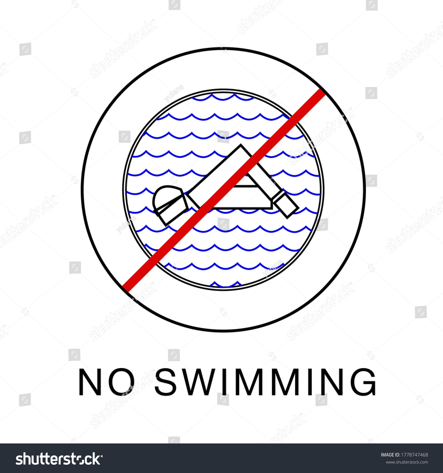 Forbidding Bathing Prohibited Sign Vector Image Stock Vector (Royalty ...