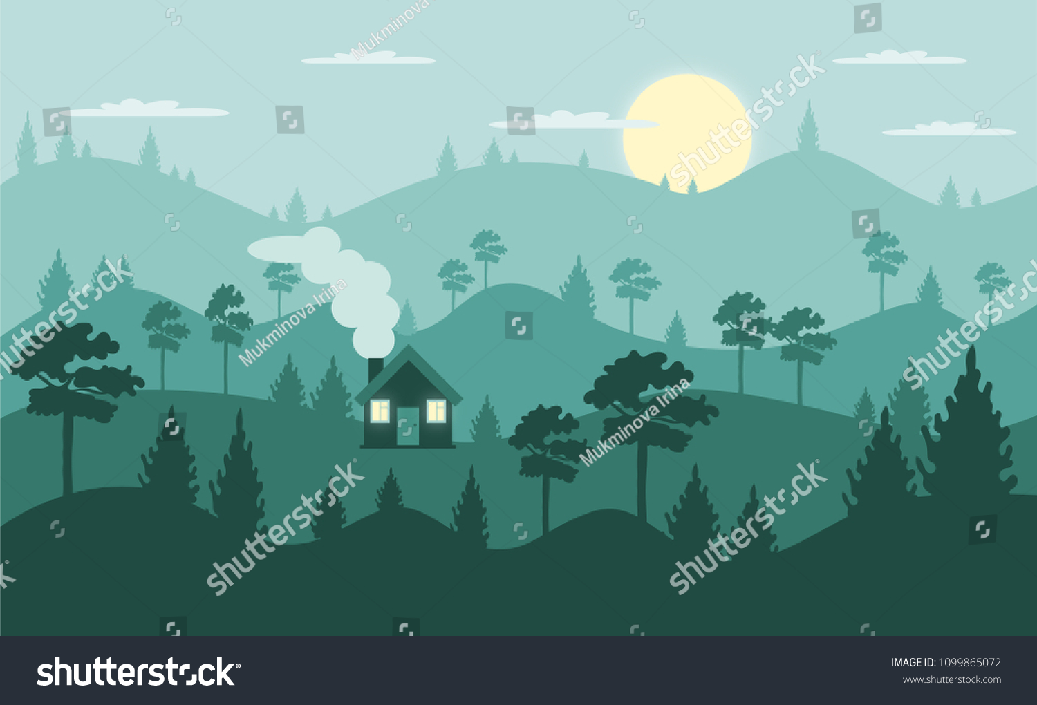 Forest House Vector Illustration: เวกเตอร์สต็อก (ปลอดค่าลิขสิทธิ์ ...