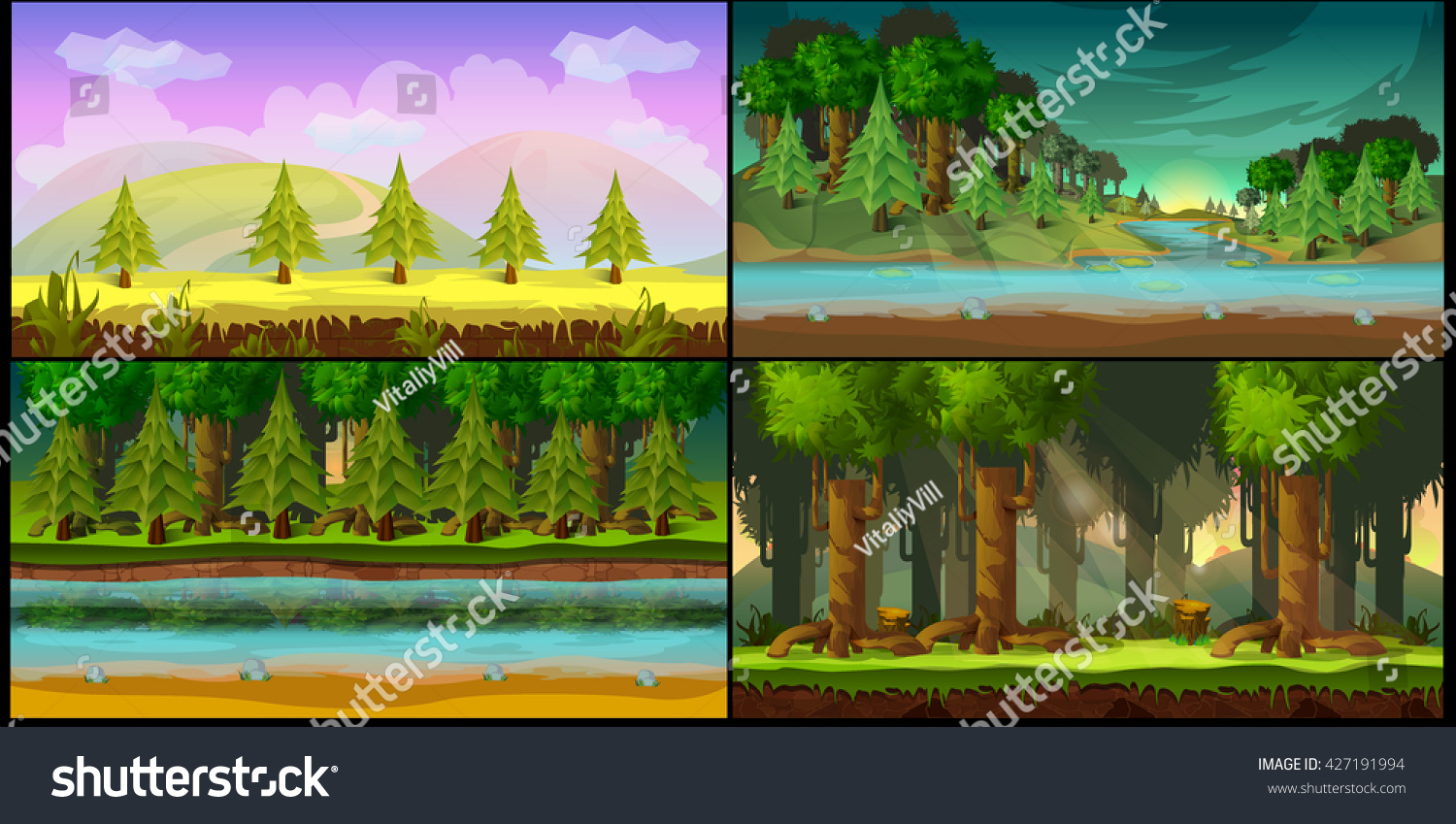 Forest Game Backgrounds Stock Vector (Royalty Free) 427191994 ...