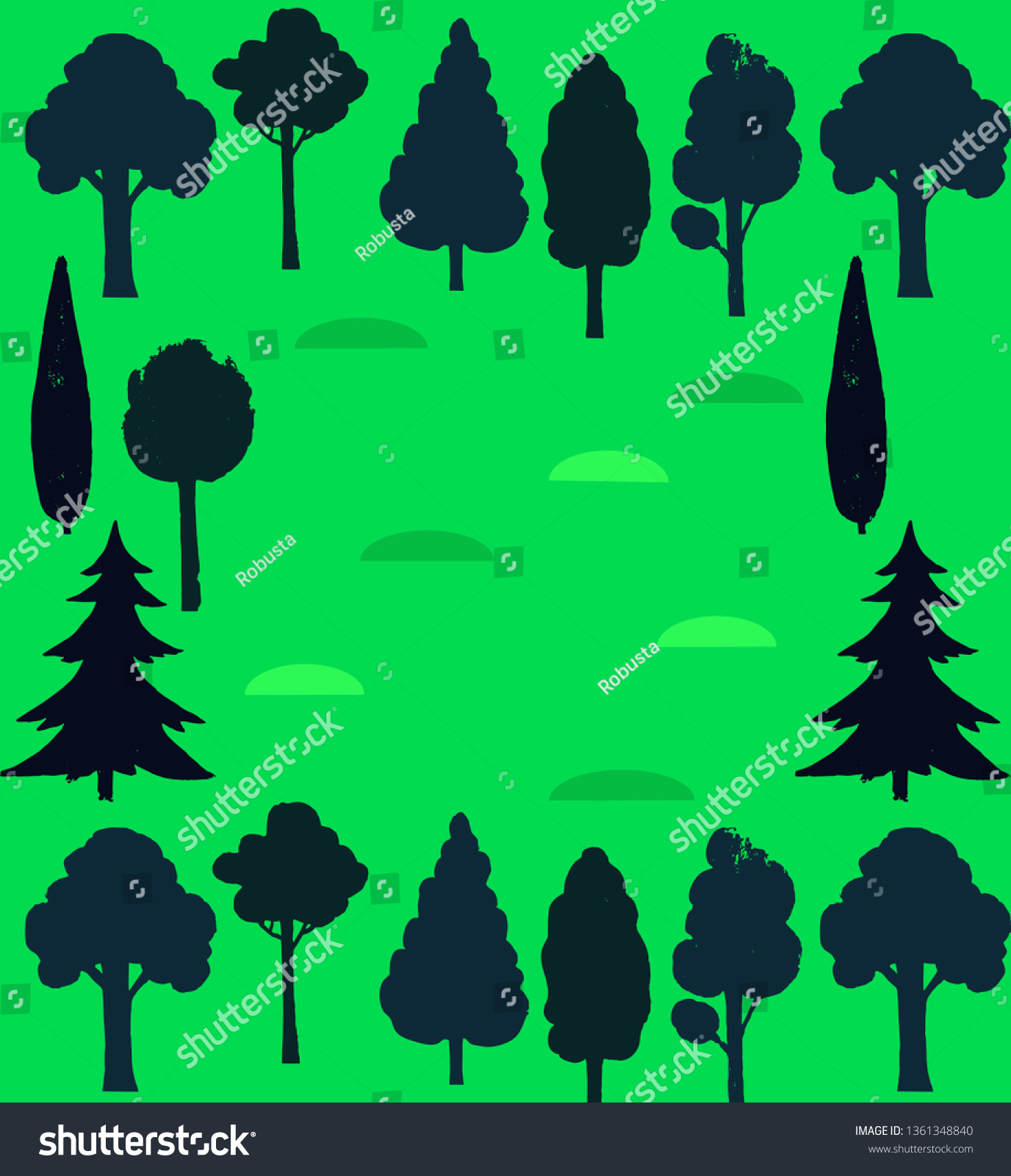 Forest Green Vector Background Different Trees Stock Vector (Royalty ...