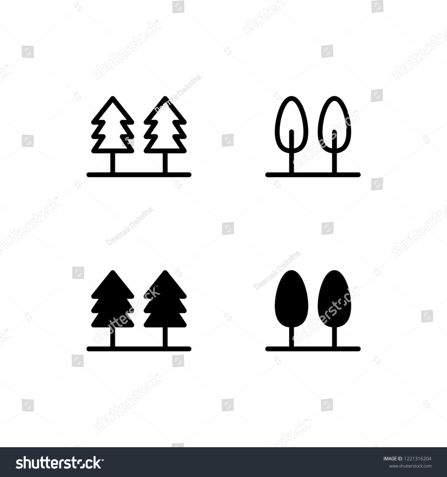 Forest Icon Logo Vector Symbol Trees Stock Vector (Royalty Free) 1221316204