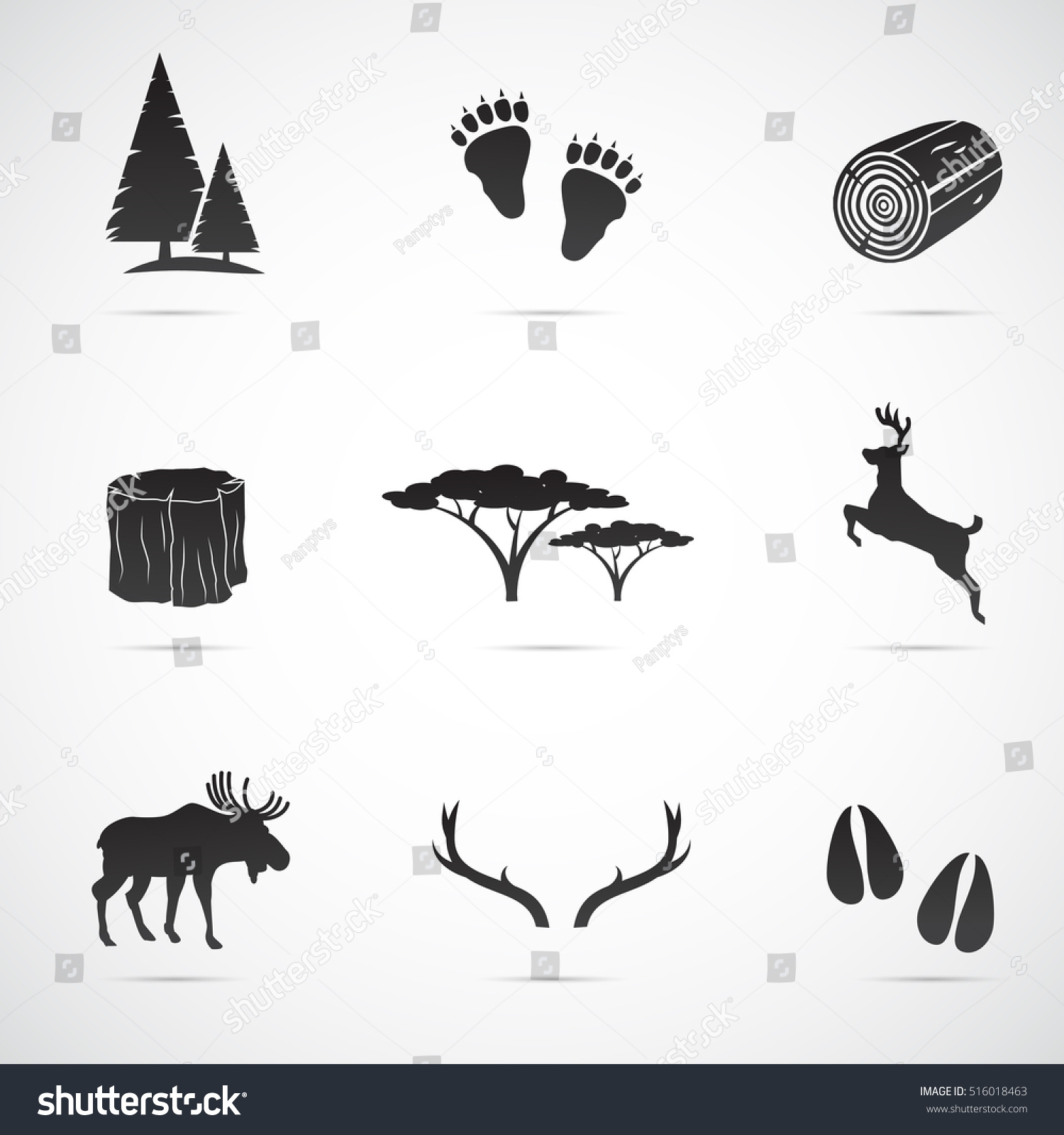 Forest Icon Set Isolated On White Stock Vector (Royalty Free) 516018463 ...
