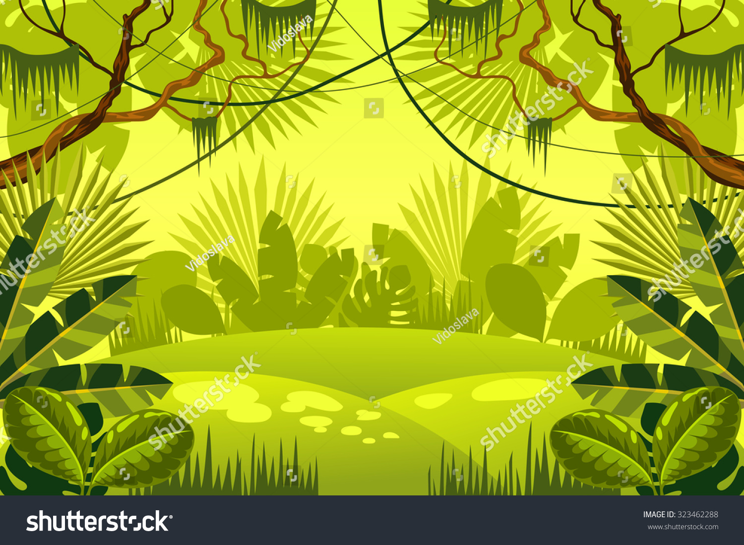Forest Jungle Vector Illustration Stock Vector (Royalty Free) 323462288 ...