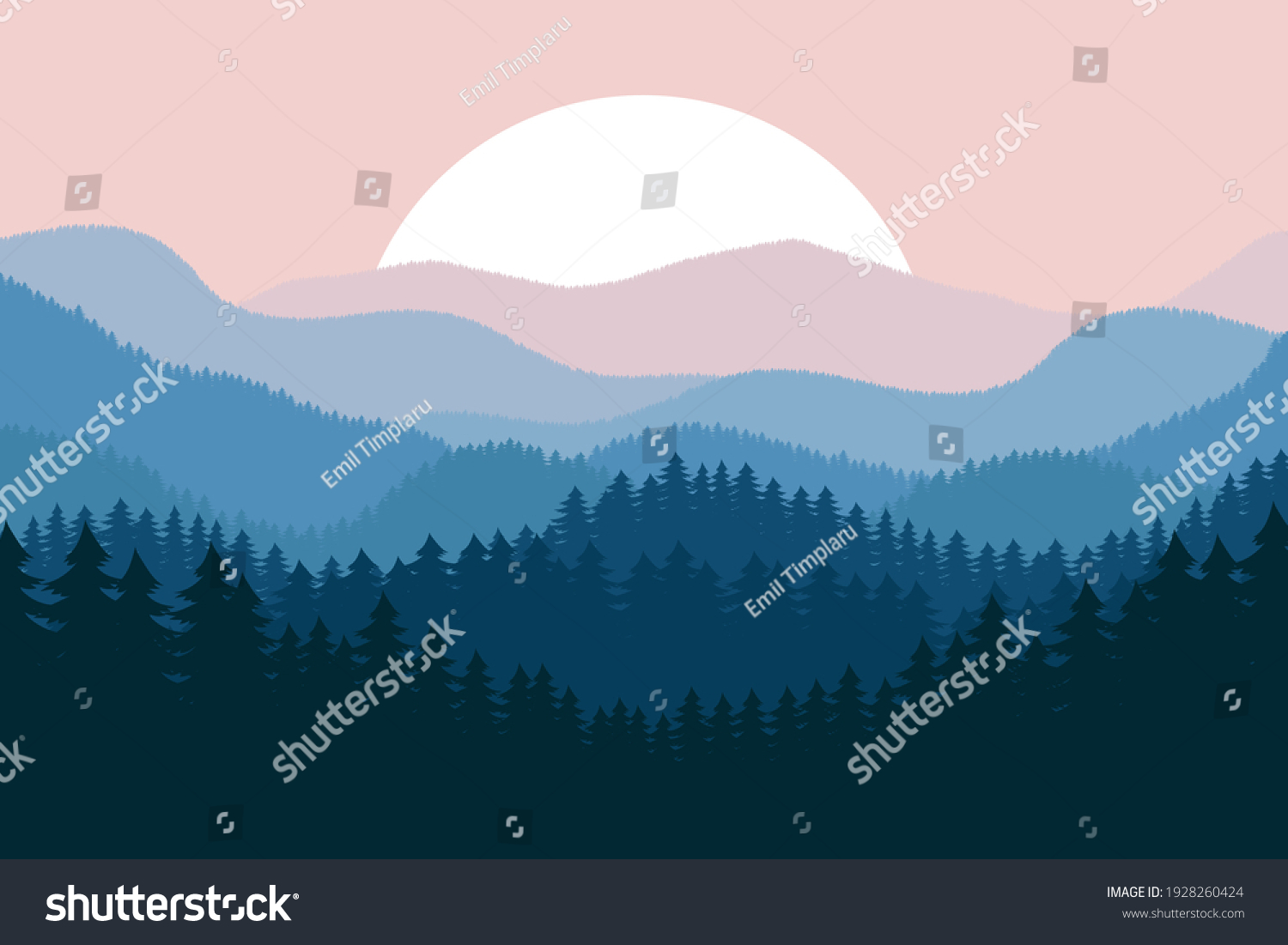 Forest Landscape Background Vector Design Illustration Stock Vector ...
