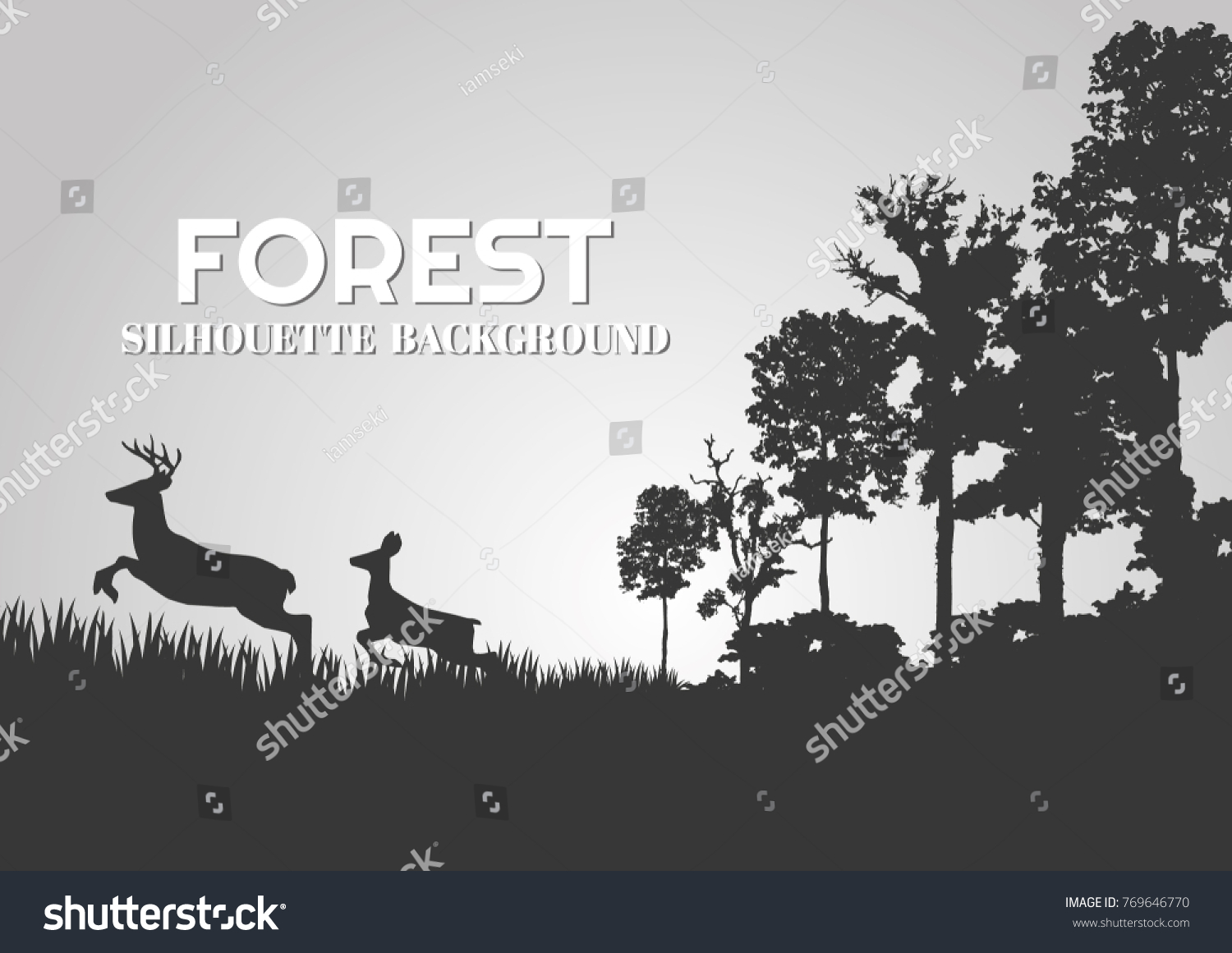 Forest Silhouettes Vector Background Natural Vector: เวกเตอร์สต็อก ...