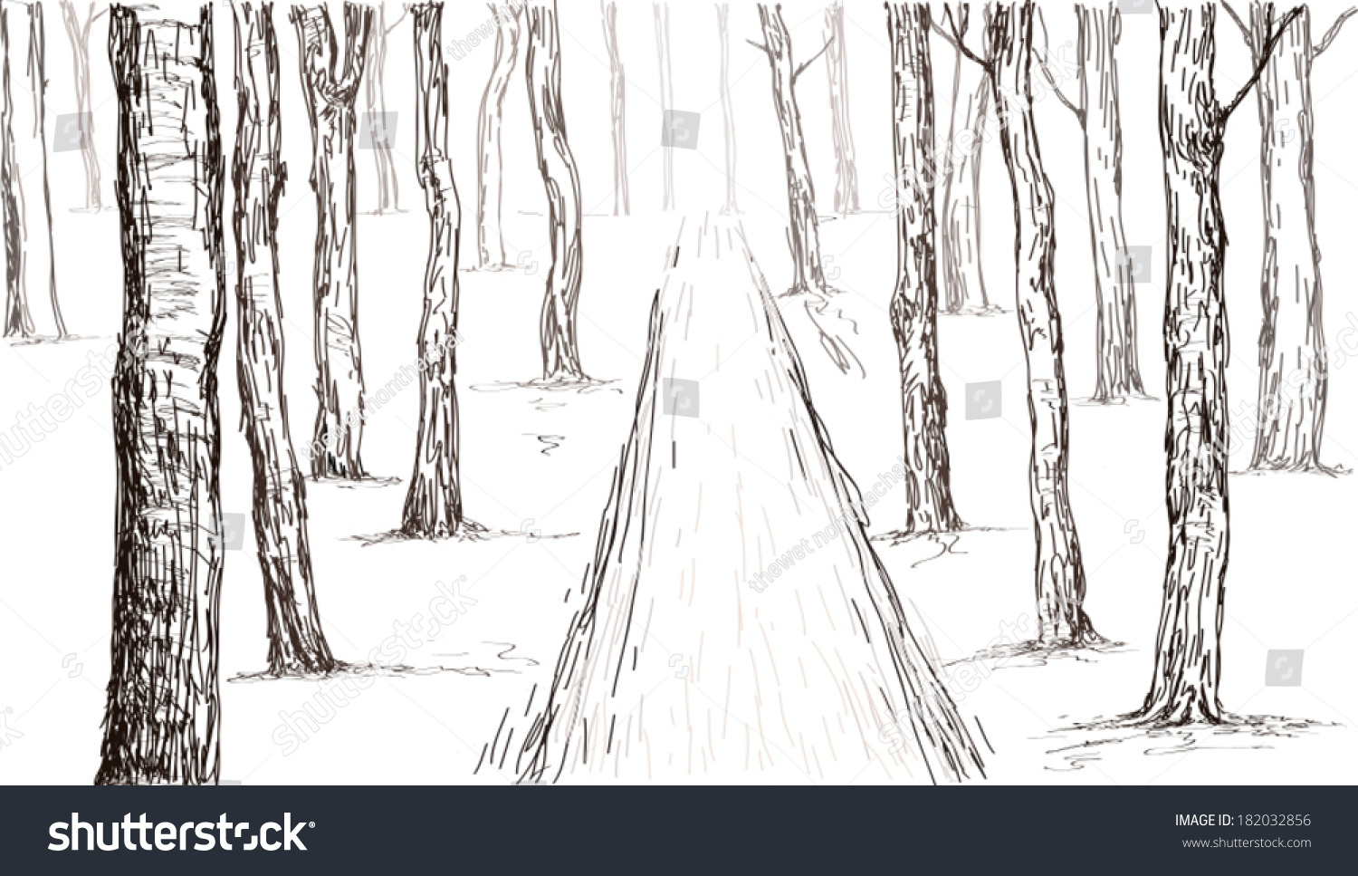 Forest Sketch Hand Drawing Vector 库存矢量图（免版税）182032856 | Shutterstock