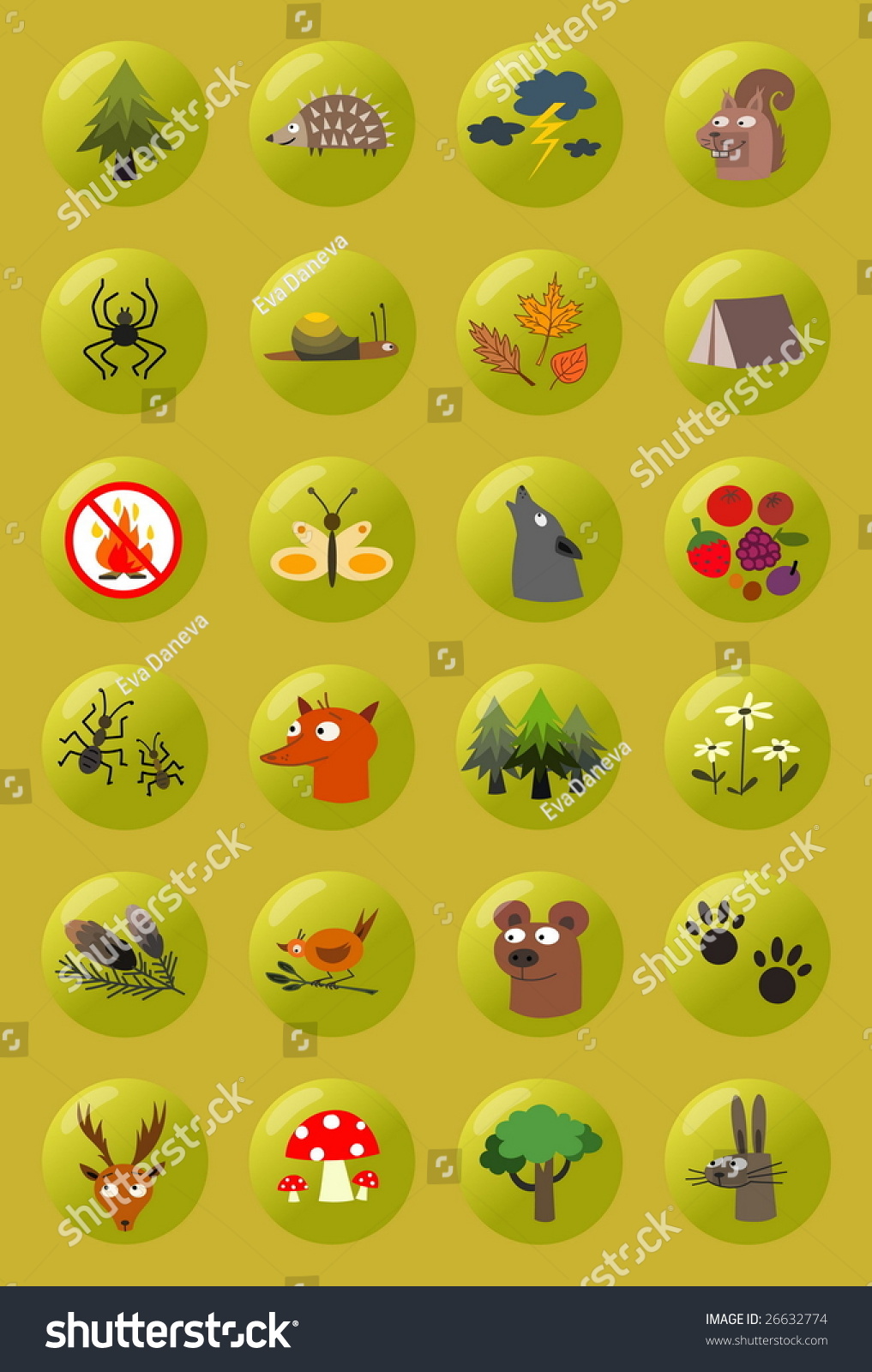 Forest Symbols Stock Vector 26632774 - Shutterstock
