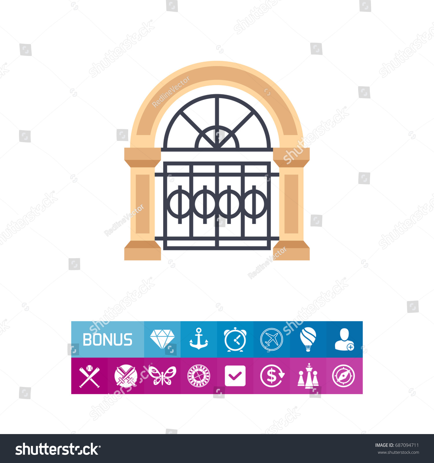 Forged Iron Gates Vector Icon Stock Vector (Royalty Free) 687094711 ...
