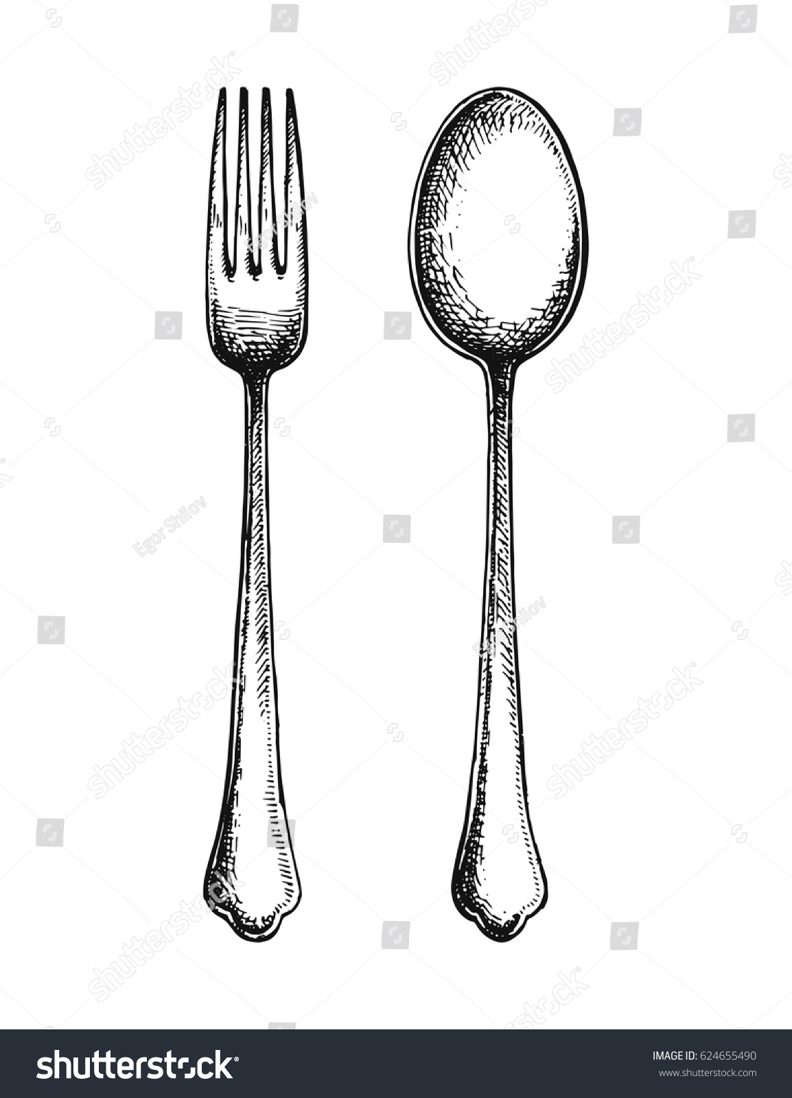 7,202 Fork spoon hand draw Images, Stock Photos & Vectors | Shutterstock