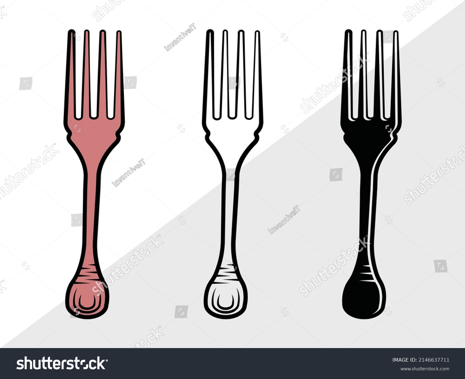 Fork Clipart Printable Vector Illustration Stock Vector (Royalty Free ...
