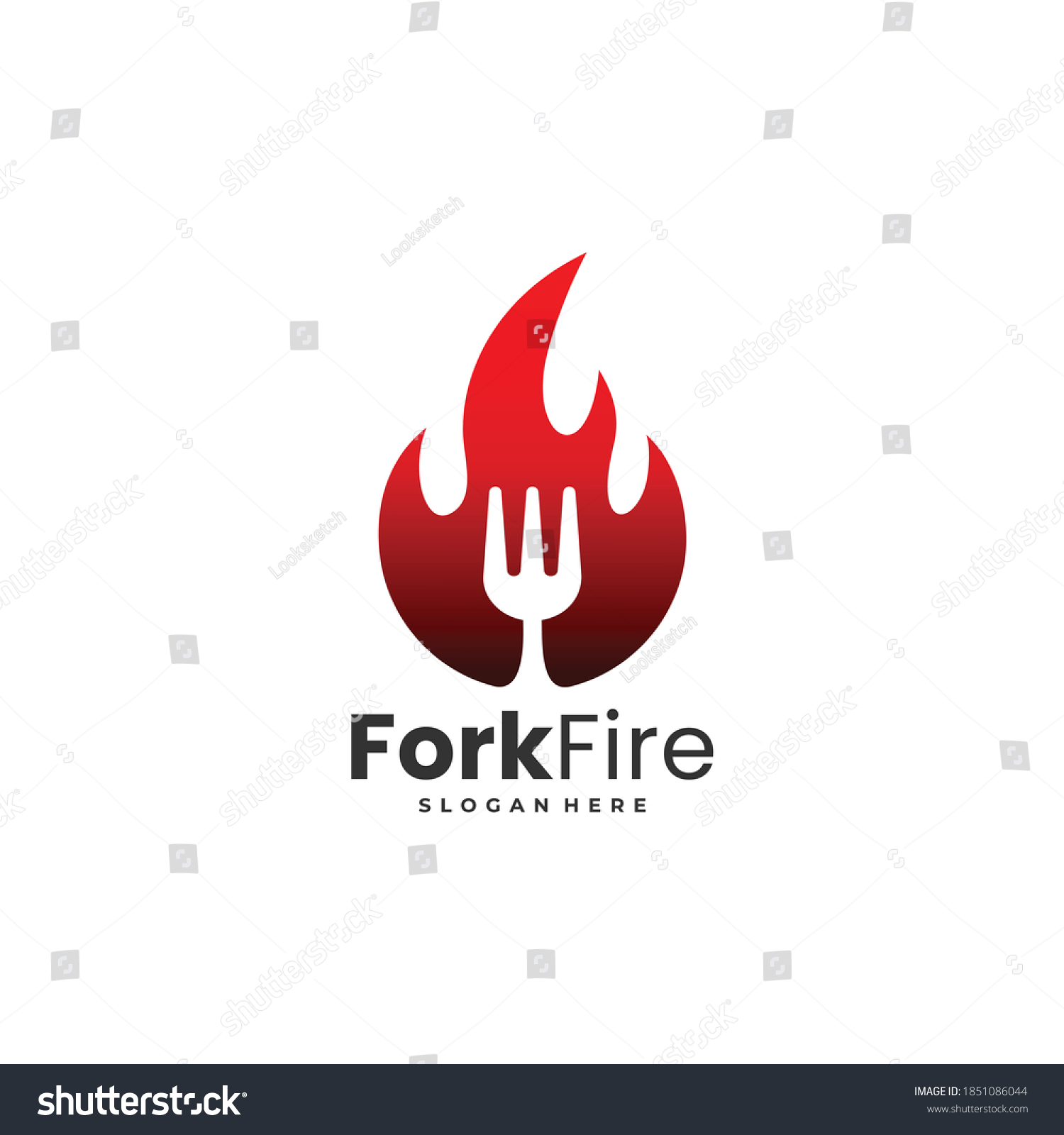 Fork Fire Vector Logo Template Stock Vector (Royalty Free) 1851086044