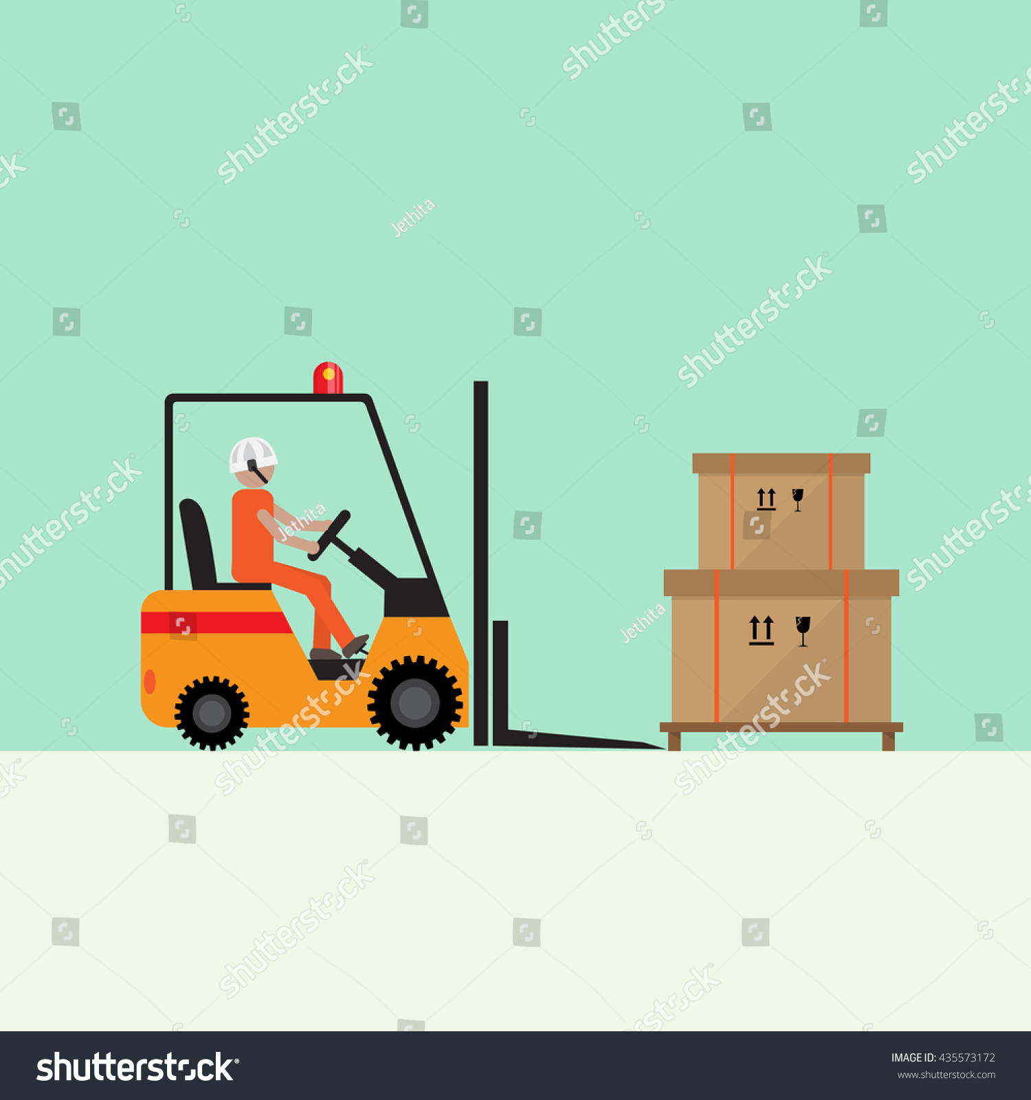 Forklift Driver Loading Fragile Boxes Pallet Stock Vector (Royalty Free ...