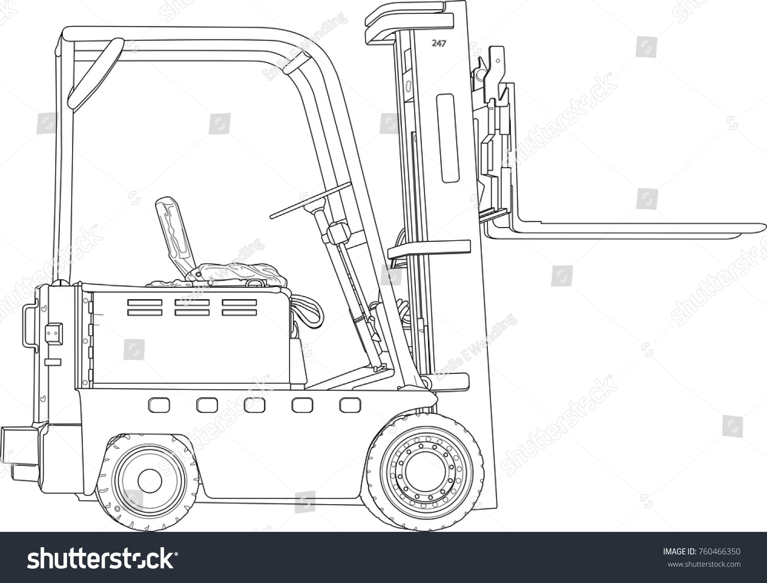 Forklift Line Drawing Stock Vector (Royalty Free) 760466350