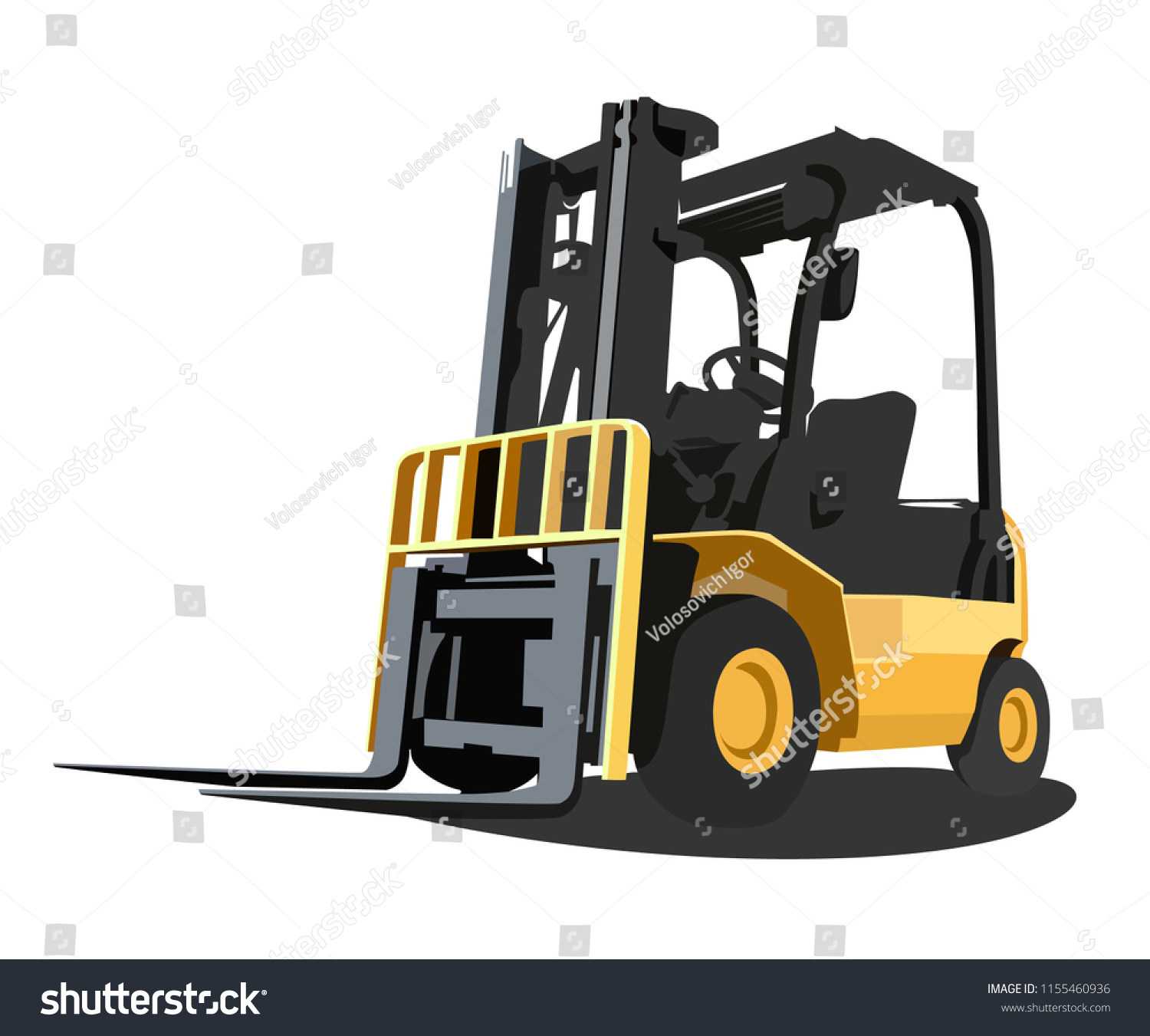 Forklift Realistic Vector Illustration Isolated: เวกเตอร์สต็อก (ปลอดค่า ...