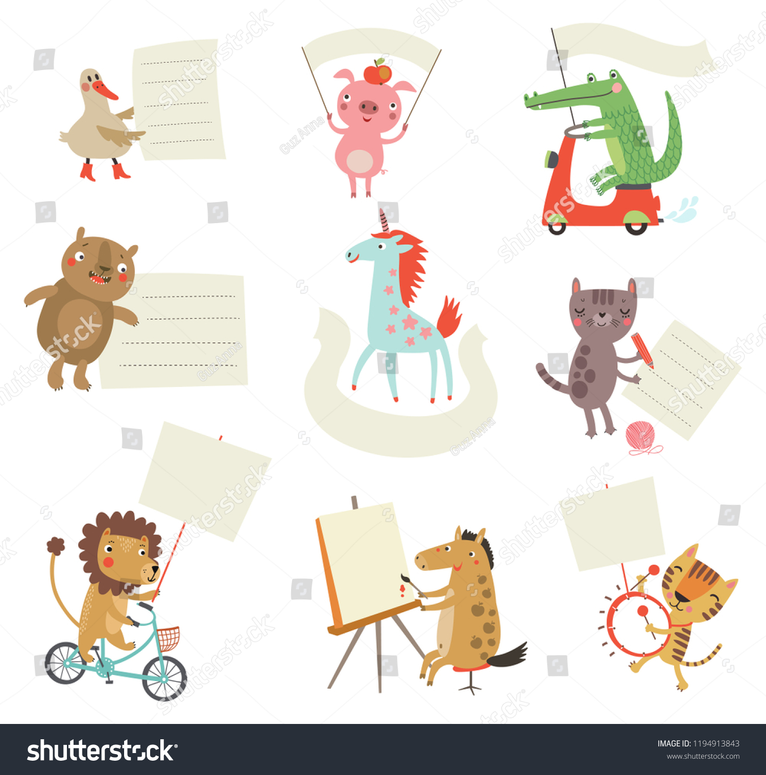 Form Text Cute Animals Stock Vector (Royalty Free) 1194913843