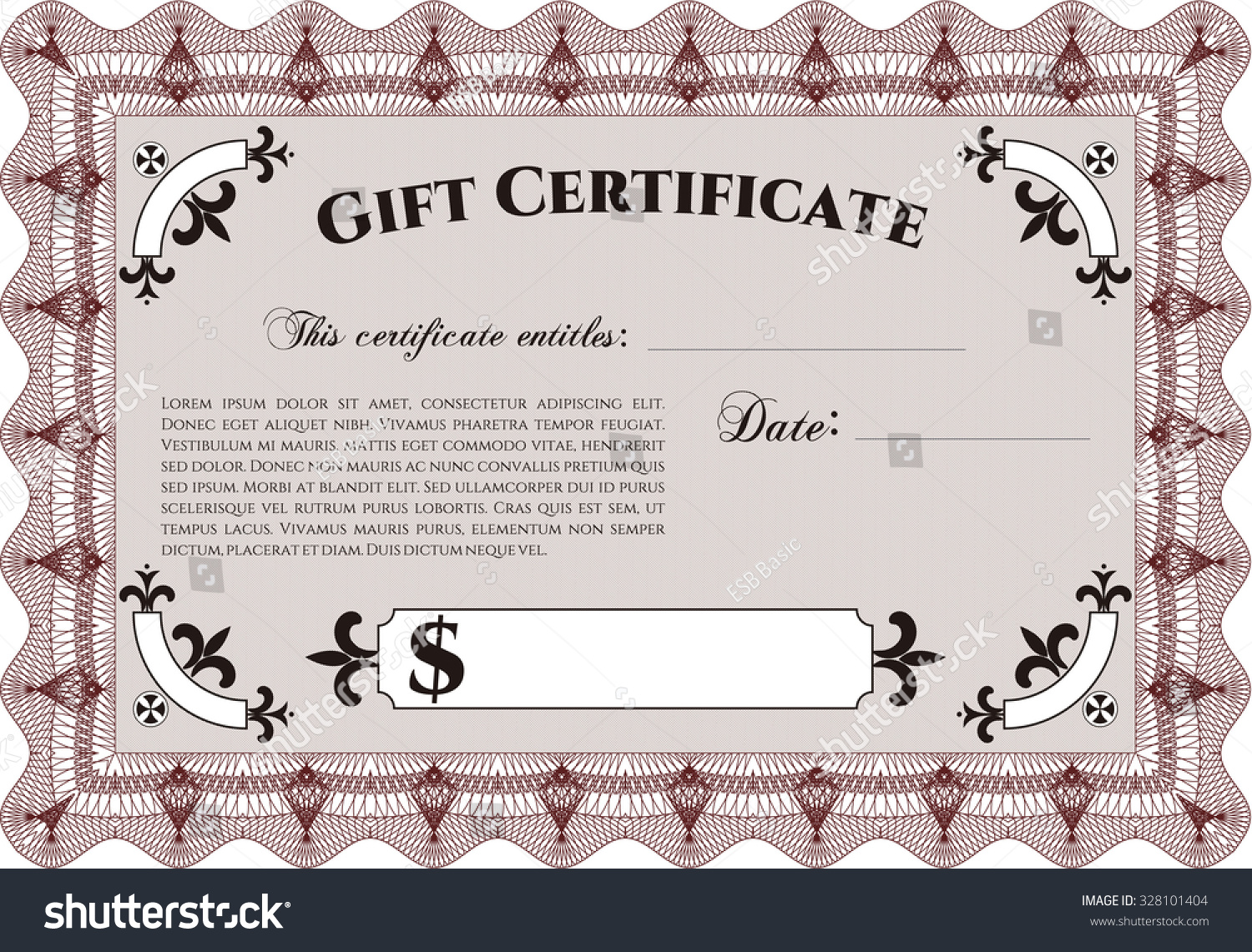 Formal Gift Certificate Template Border Framesuperior Stock Vector ...