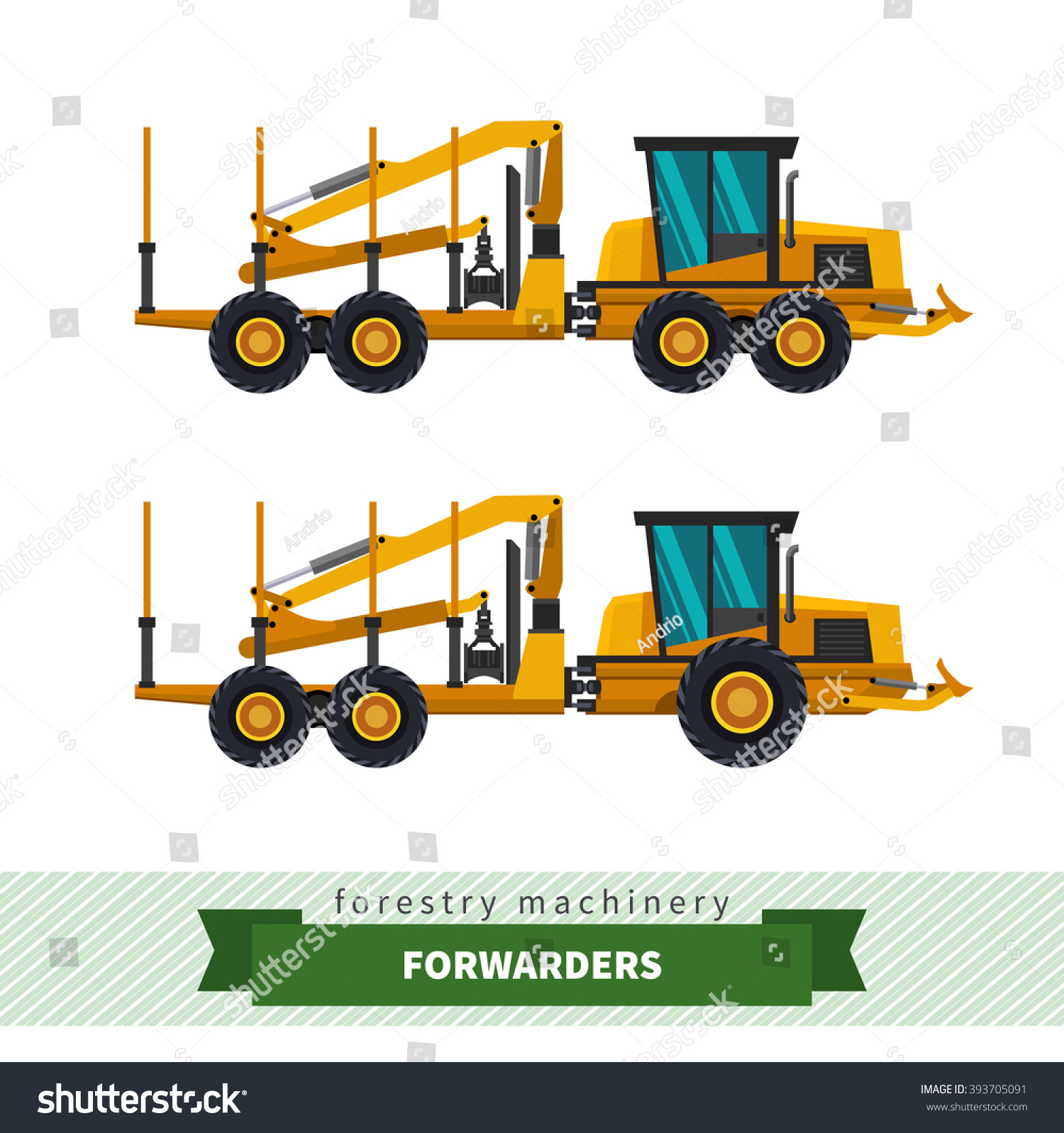 Forwarder Forestry Vehicle Vector Isolated Illustration Stock Vector ...
