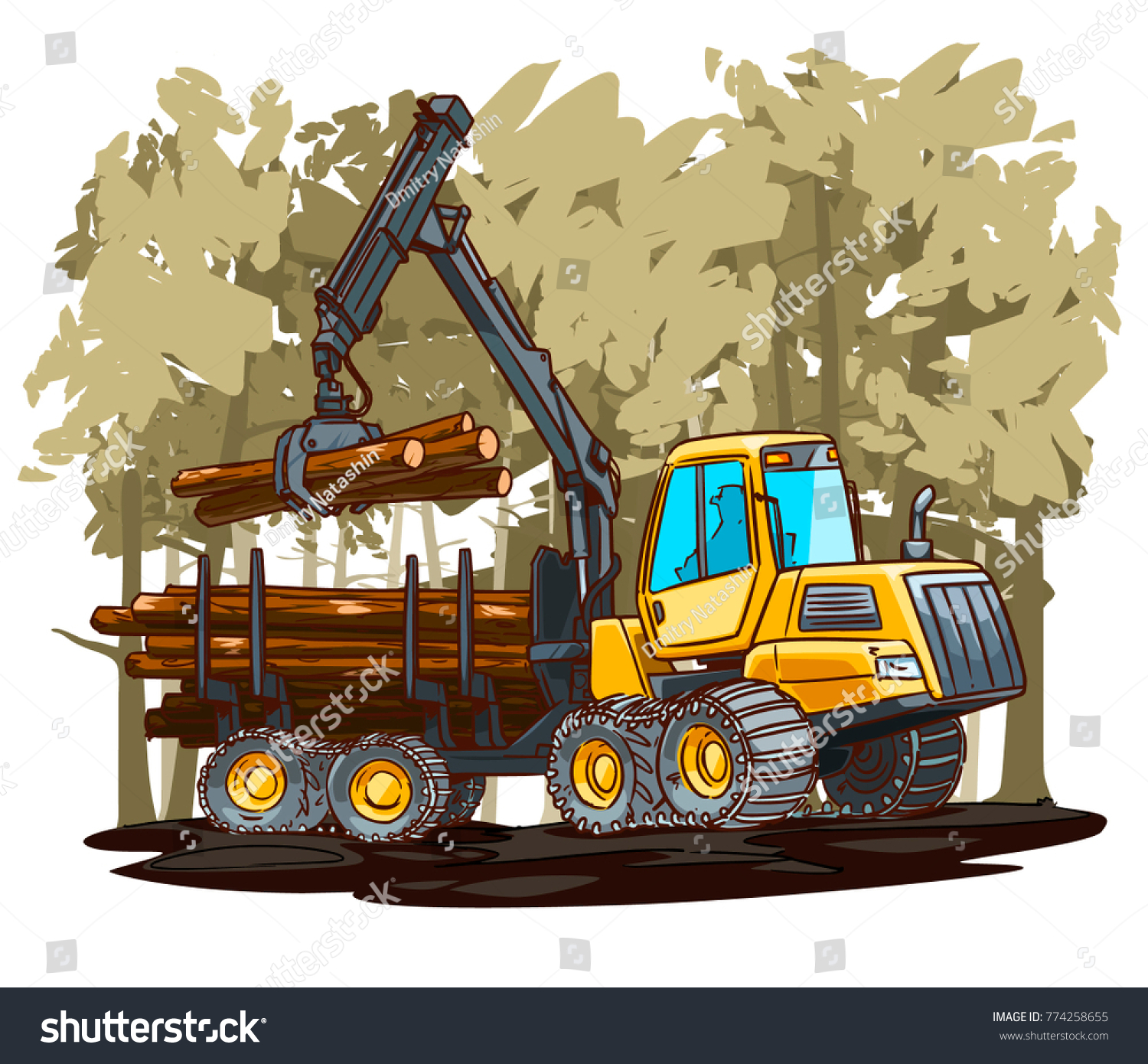 Forwarder Vector Illustration Logging Equipment Stock Vector (Royalty ...