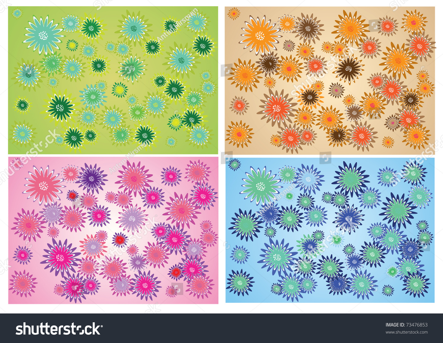Four Abstract Flower Background Vector Illustration 库存矢量图（免版税）73476853 ...