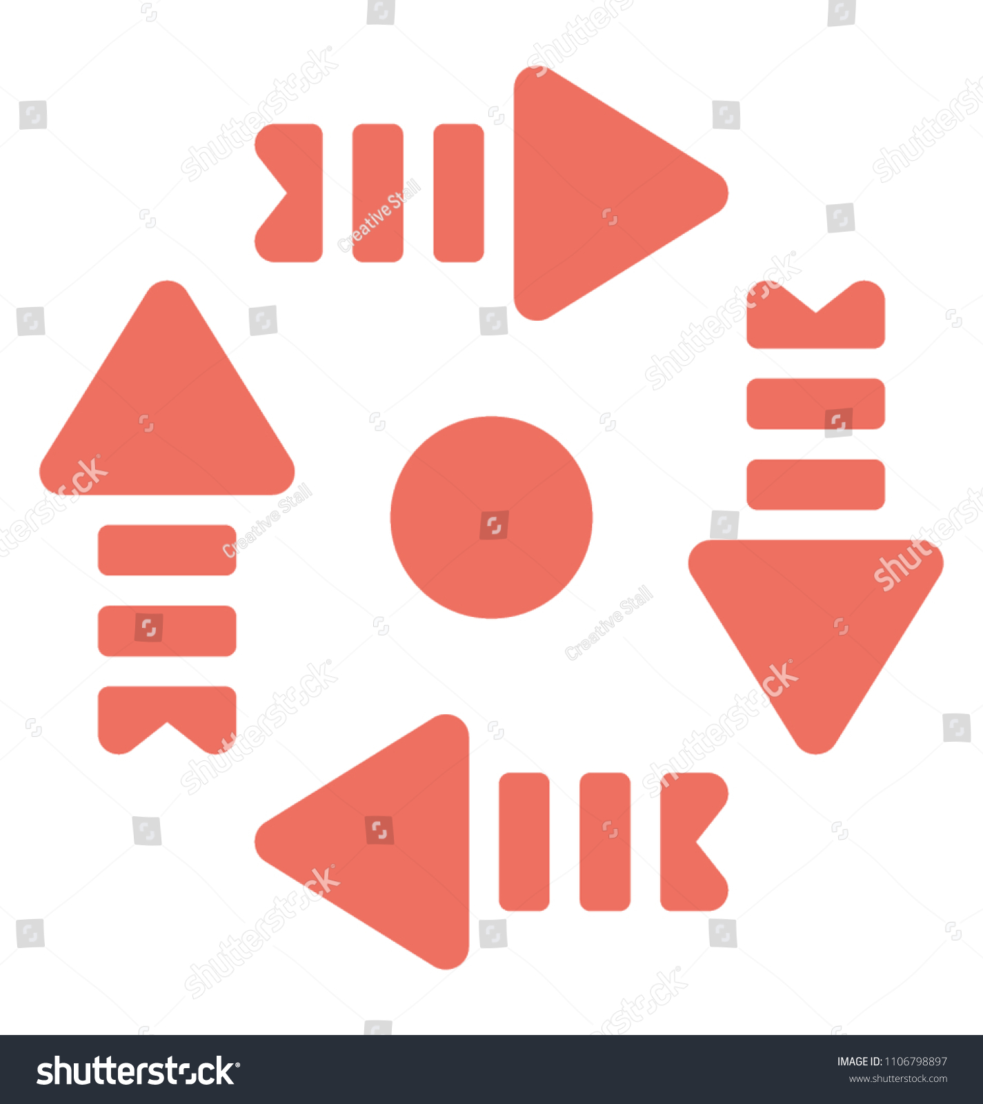 Four Arrows Double Arrowheads Rotating Circle Stock Vector (Royalty ...