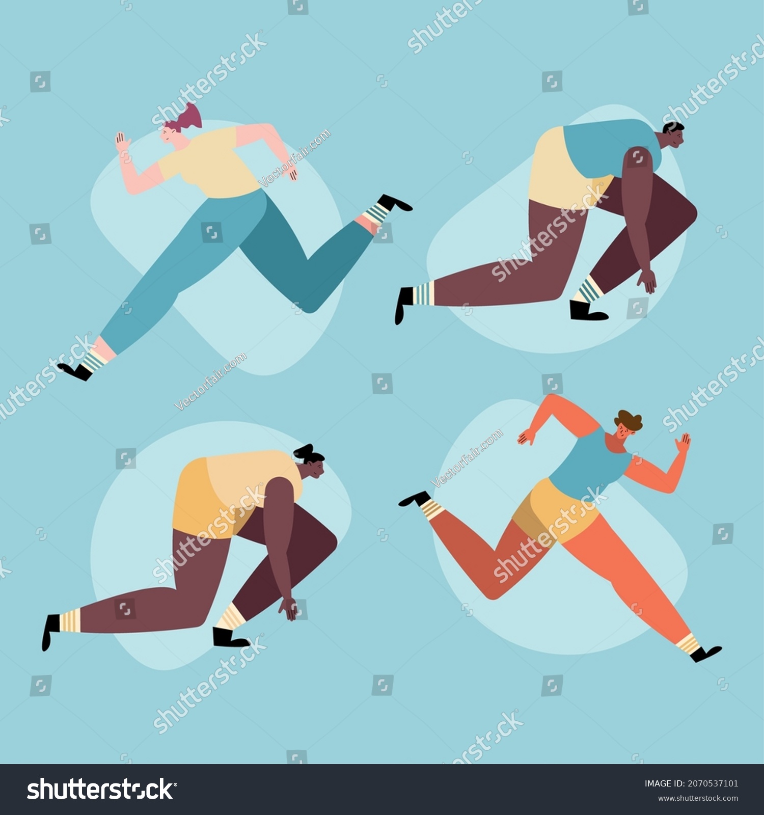 Four Athletes Running Avatars Characters Stock Vector (Royalty Free ...