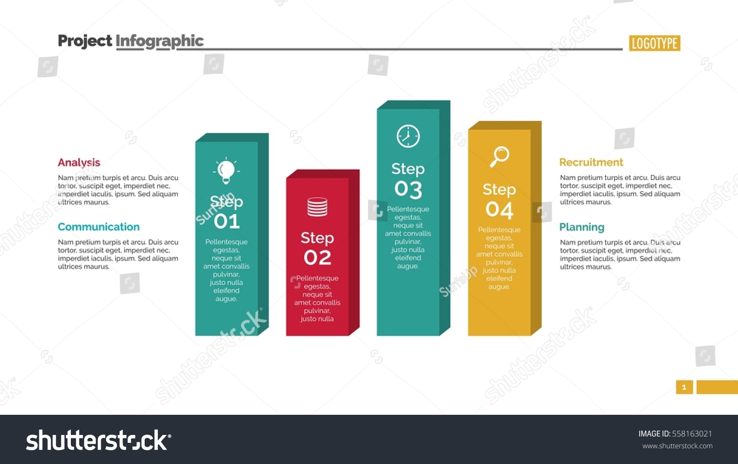 Four Bars Diagram Slide Template Stock Vector (Royalty Free) 558163021 ...