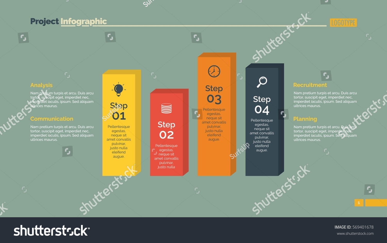 Four Bars Diagram Slide Template Stock Vector (Royalty Free) 569401678