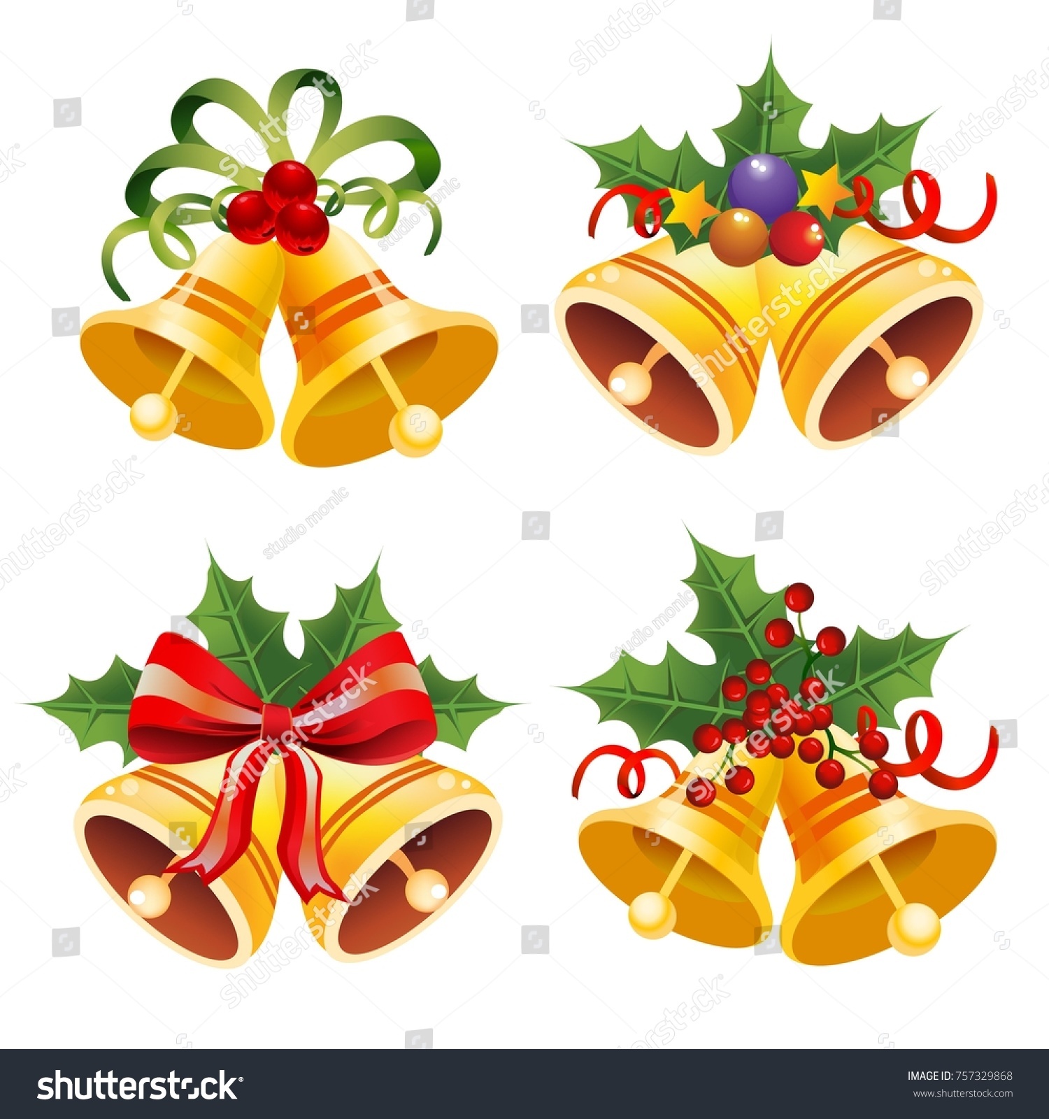 Four Bell Christmas Theme Stock Vector (Royalty Free) 757329868