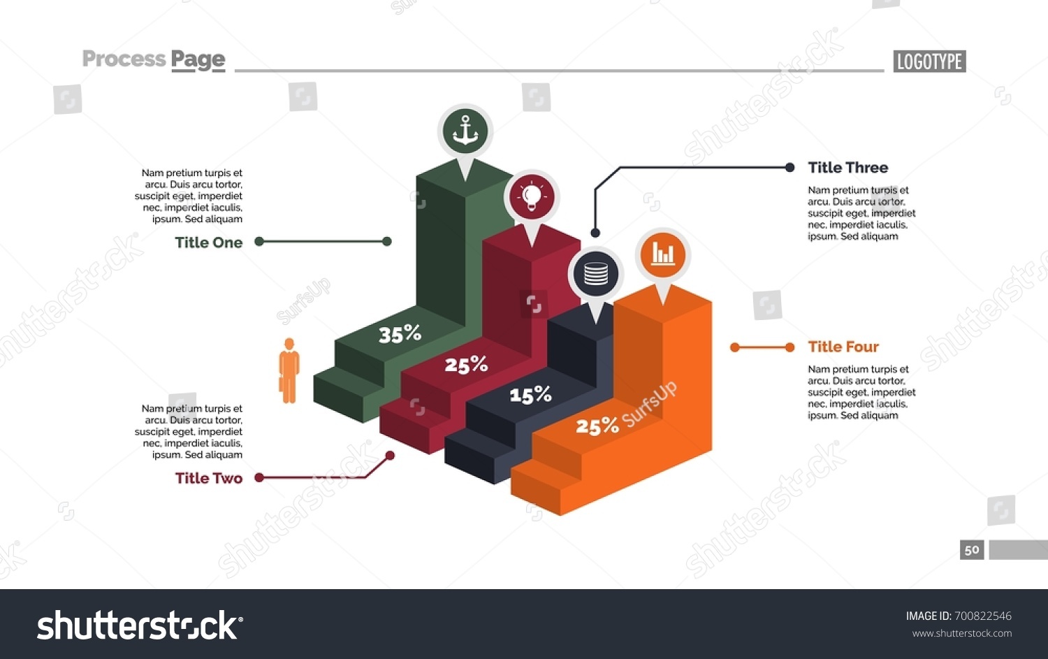 Four Blocks Bar Chart Slide Template Stock Vector (Royalty Free ...