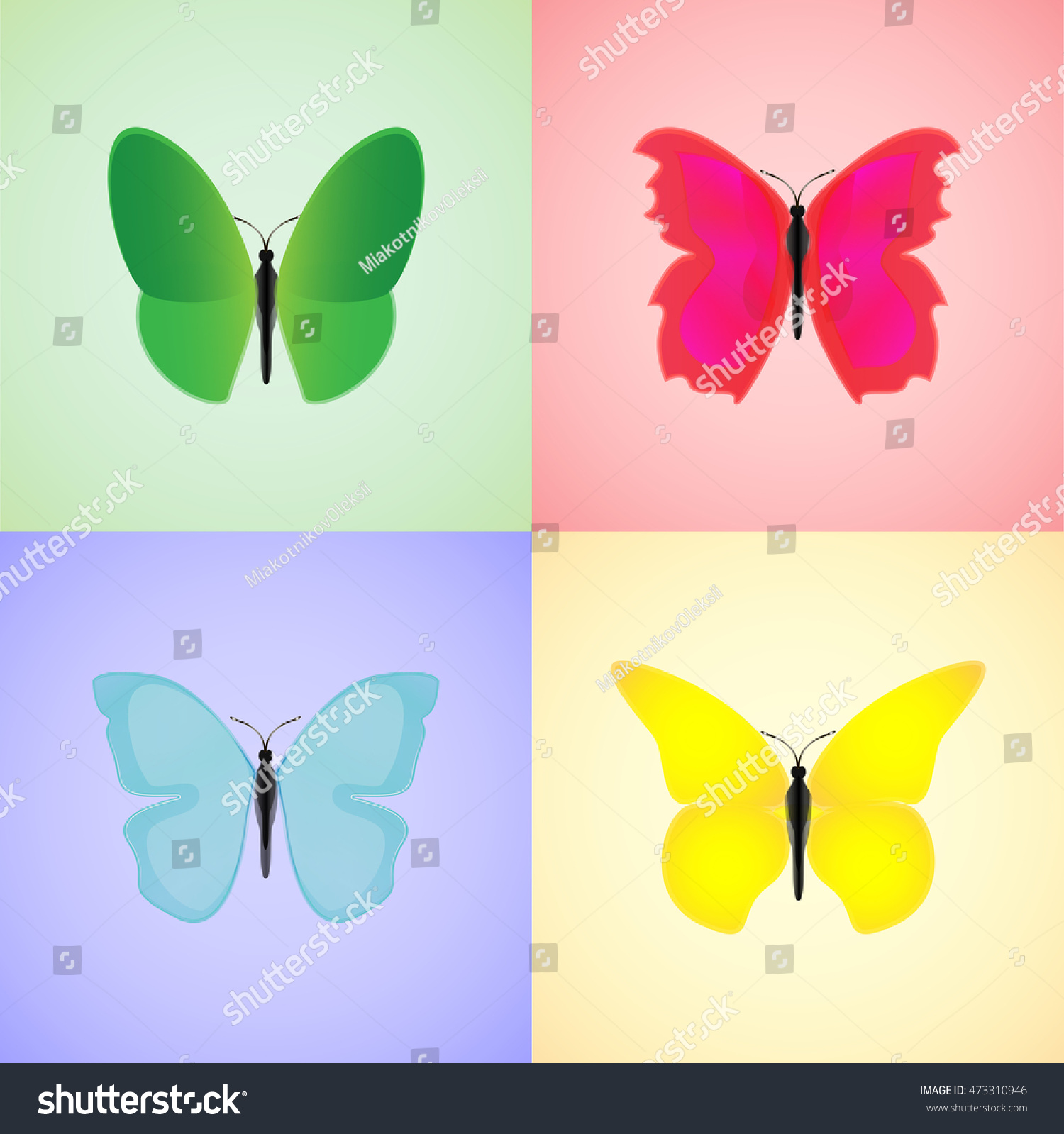 Four Butterflies Stock Vector (Royalty Free) 473310946