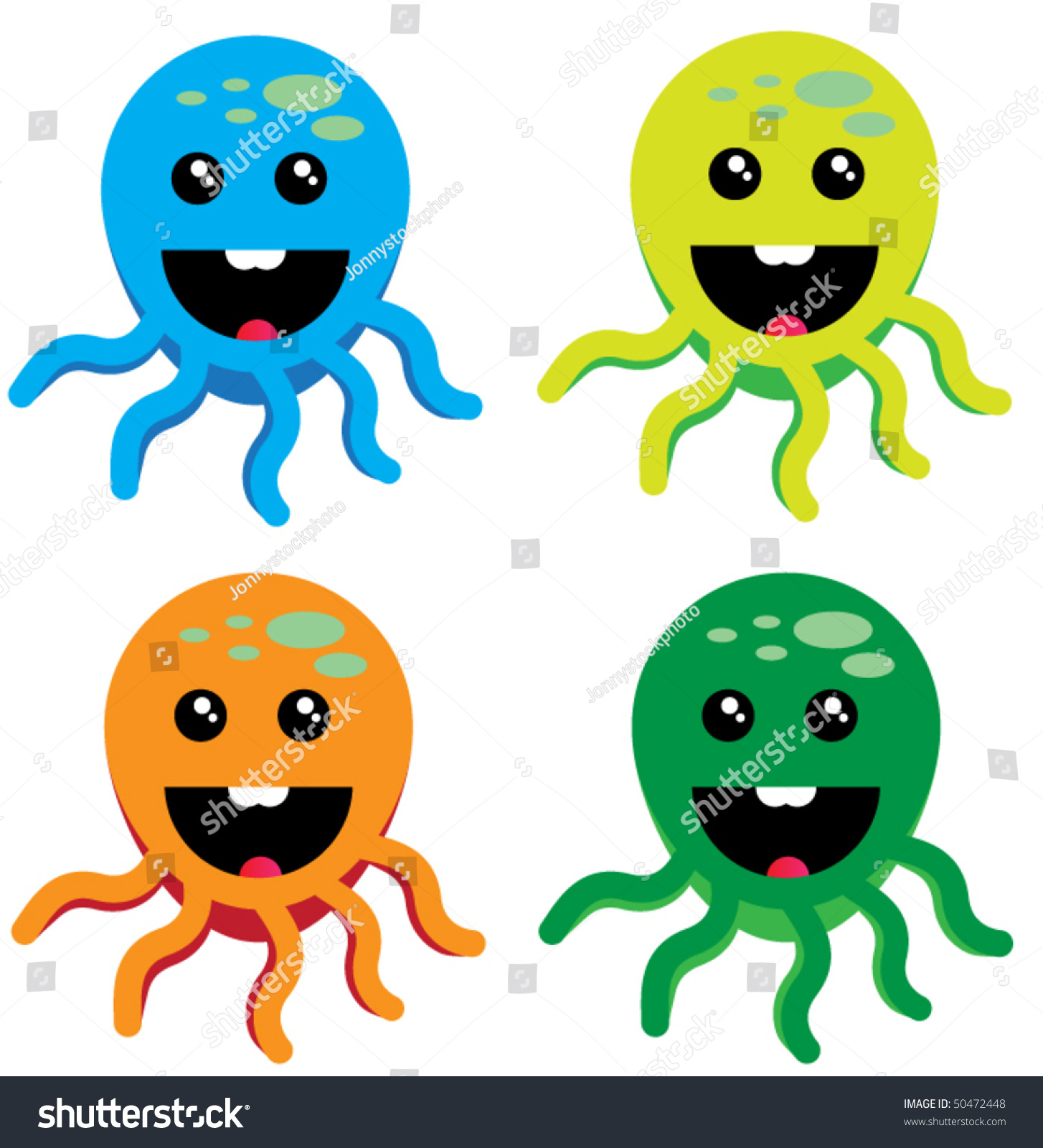 Four Cartoon Vector Octopus Stock Vector (Royalty Free) 50472448