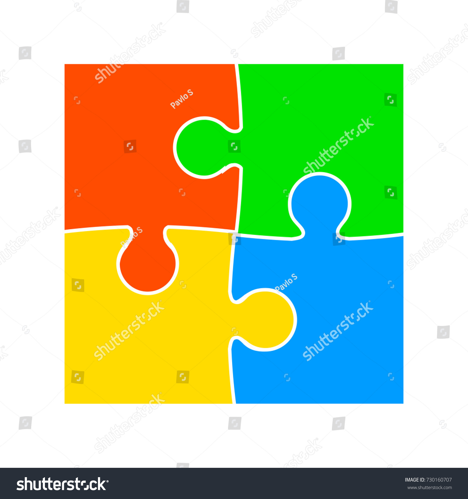 Four Color Puzzle Vector Stock Vector (Royalty Free) 730160707