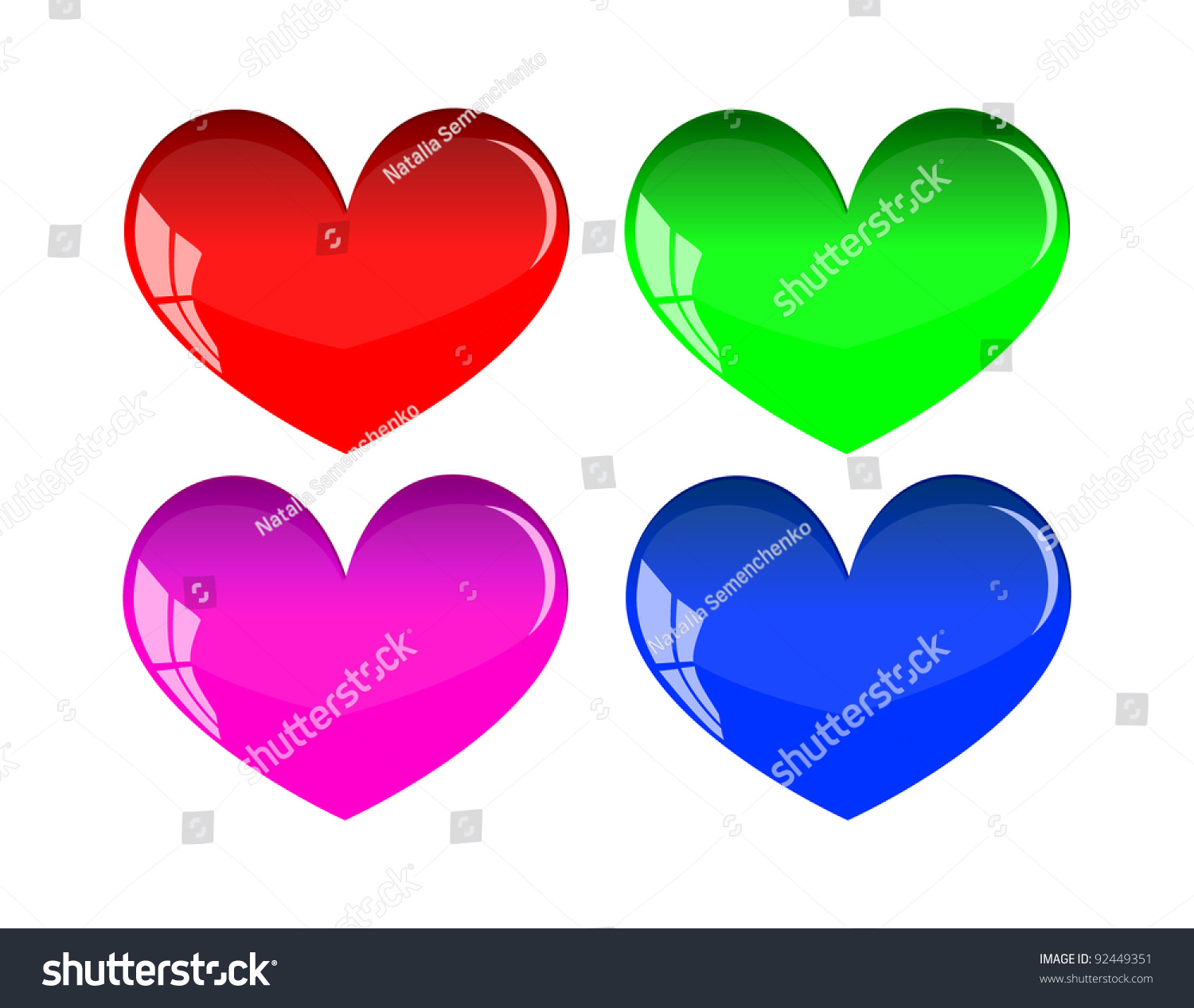 Four Color Vector Hearts Icon Stock Vector (Royalty Free) 92449351