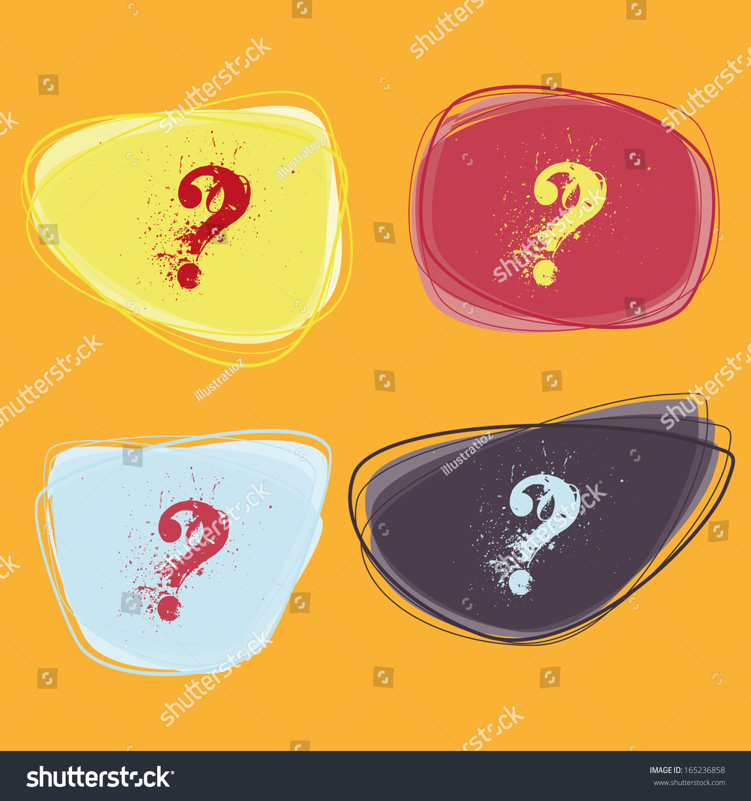 Four Colored Question Marks Different Bubbles Stock Vector (Royalty ...