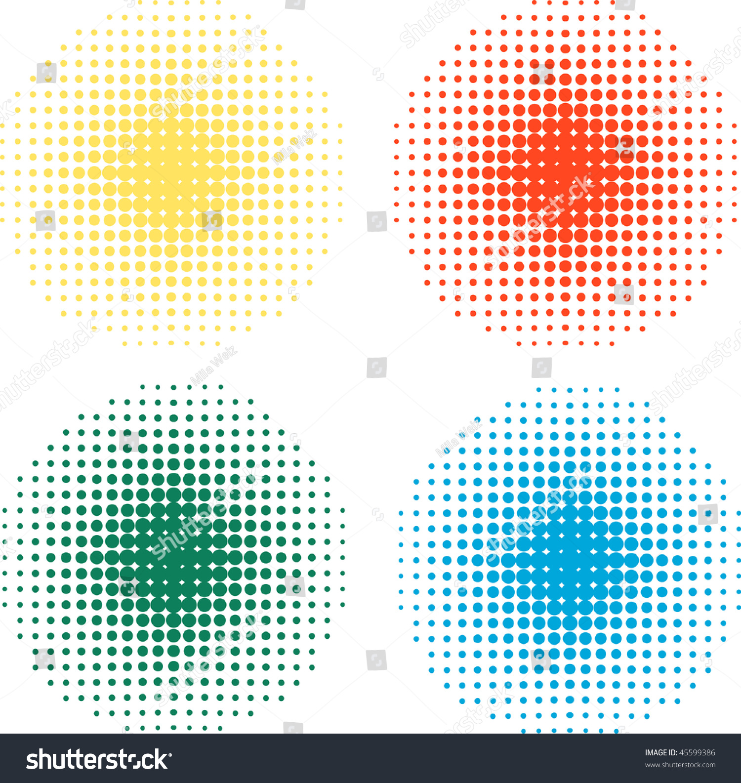 Four Colorful Round Halftones Vector: vector de stock (libre de ...