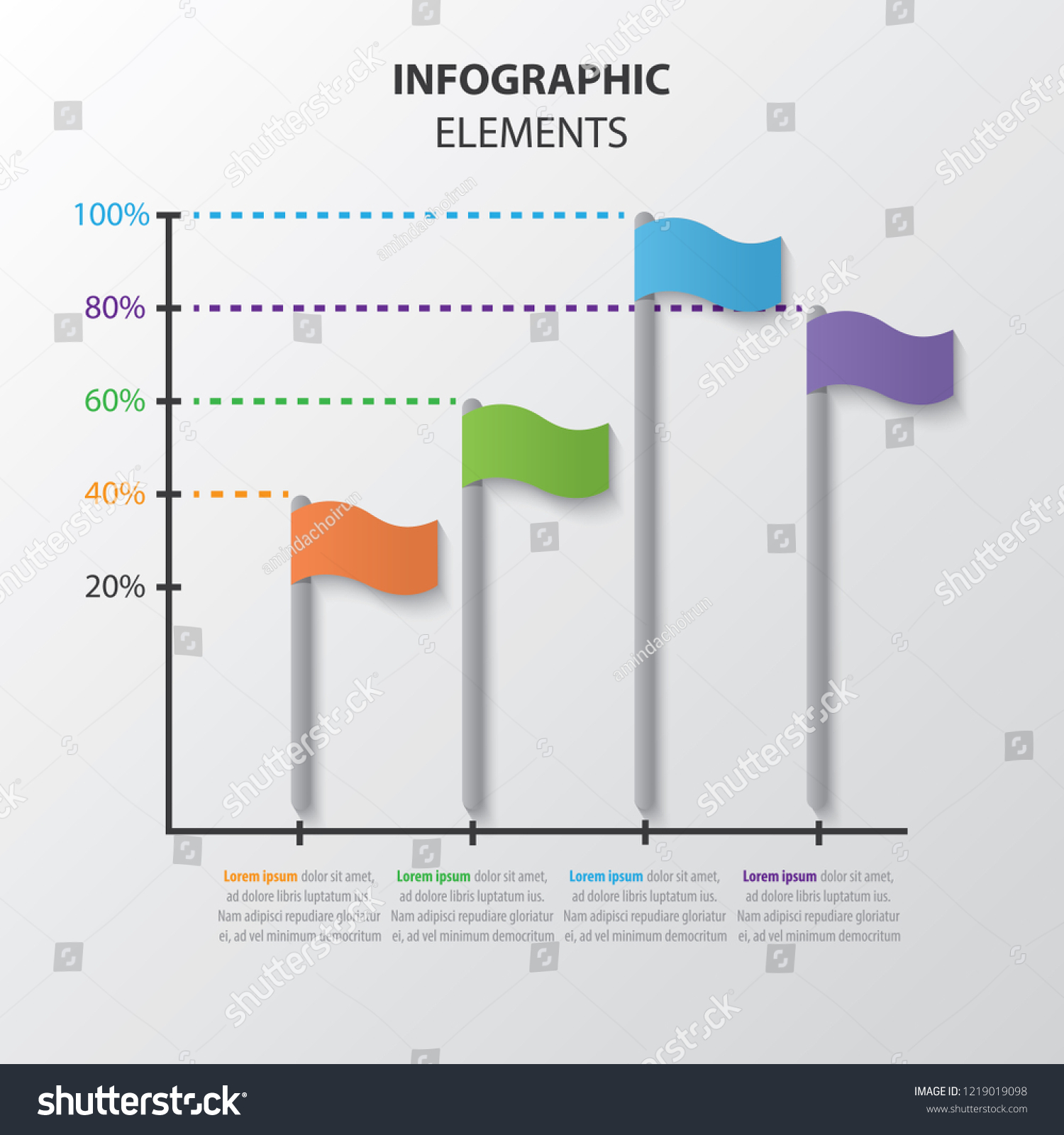 Four Columns Chart Graph Infographics Management: vector de stock ...