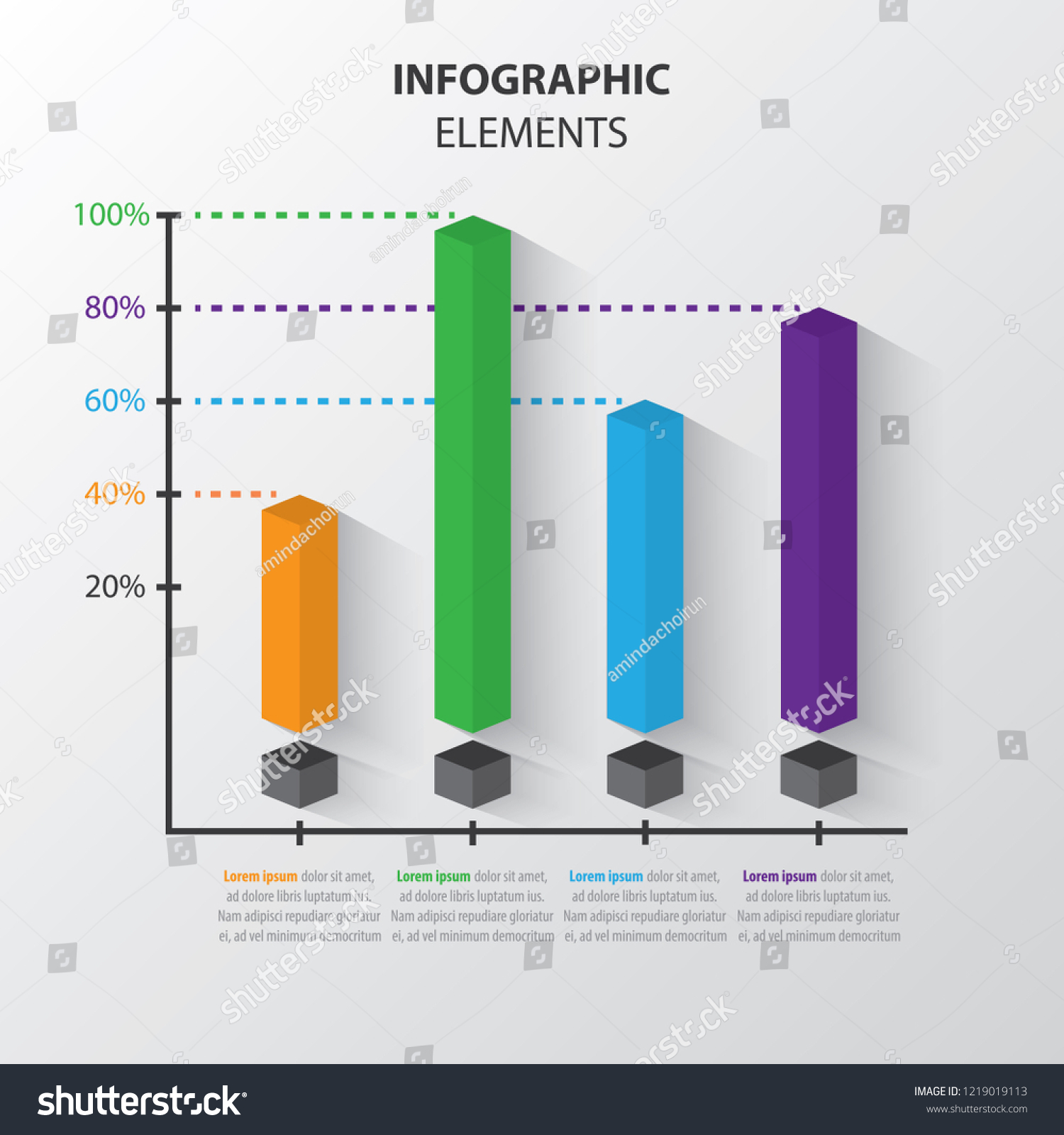 Four Columns Chart Graph Infographics Management Stock Vector (Royalty ...