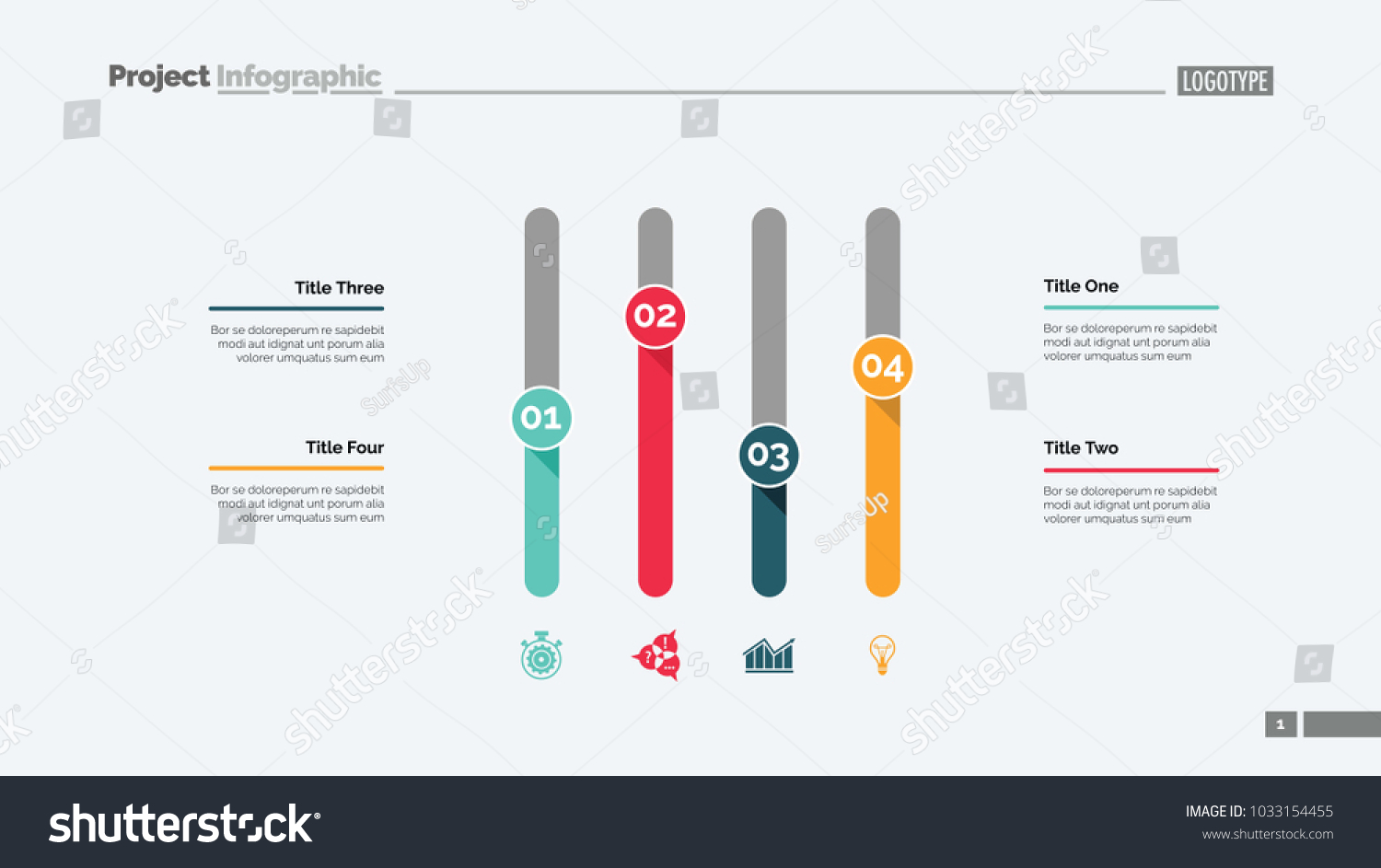 Four Columns Chart Slide Template Stock Vector (Royalty Free) 1033154455