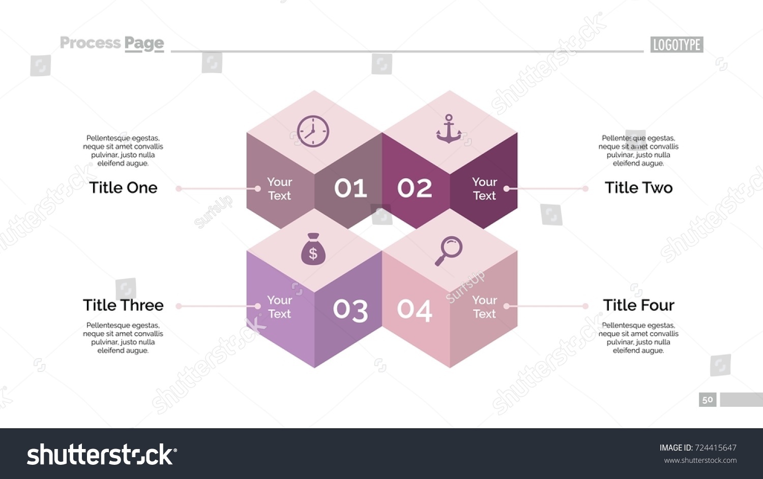 Four Cubes Diagram Slide Template Stock Vector (Royalty Free) 724415647 ...
