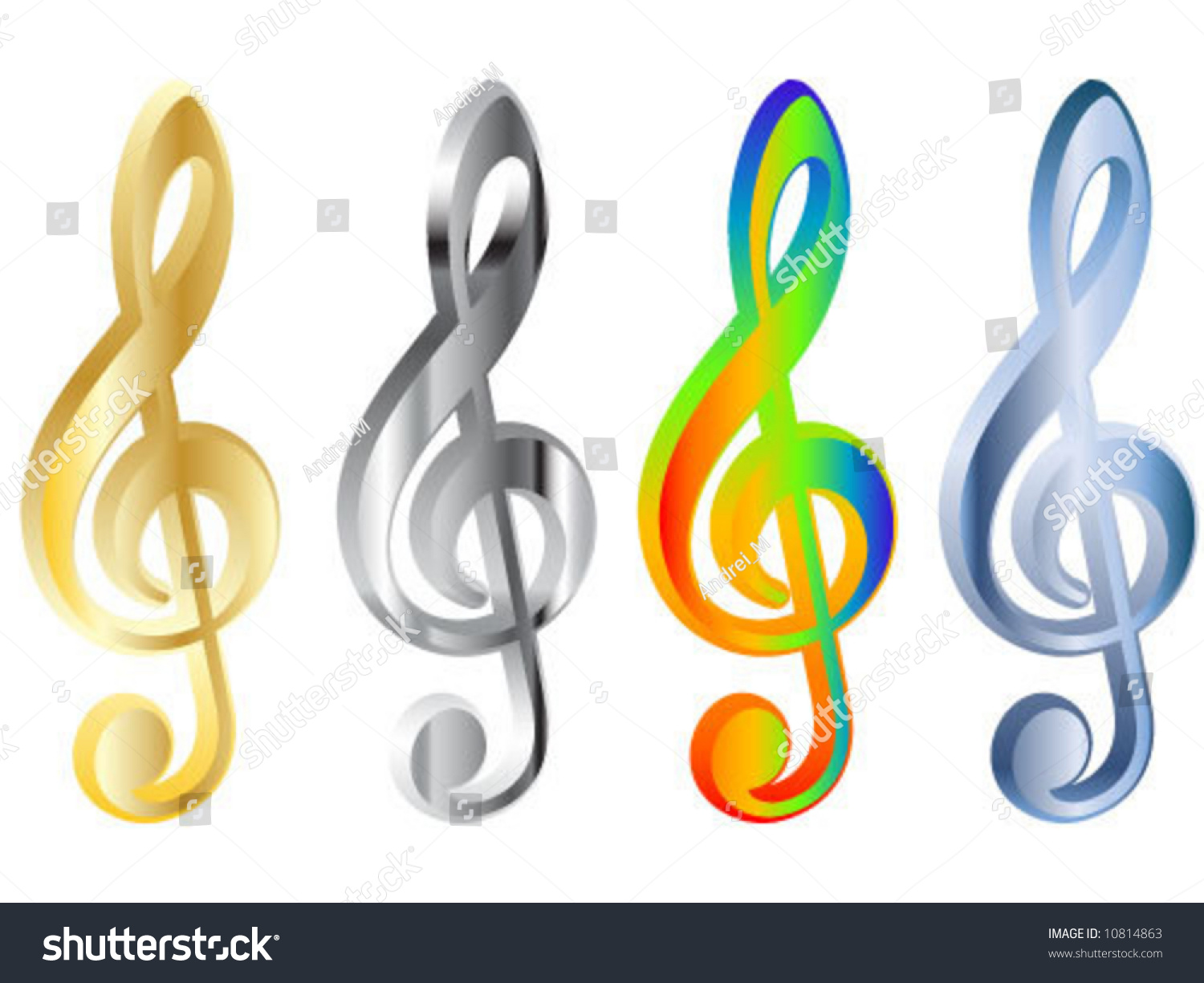 Four 3d Treble Clef Vector Illustration Stock Vector (Royalty Free ...