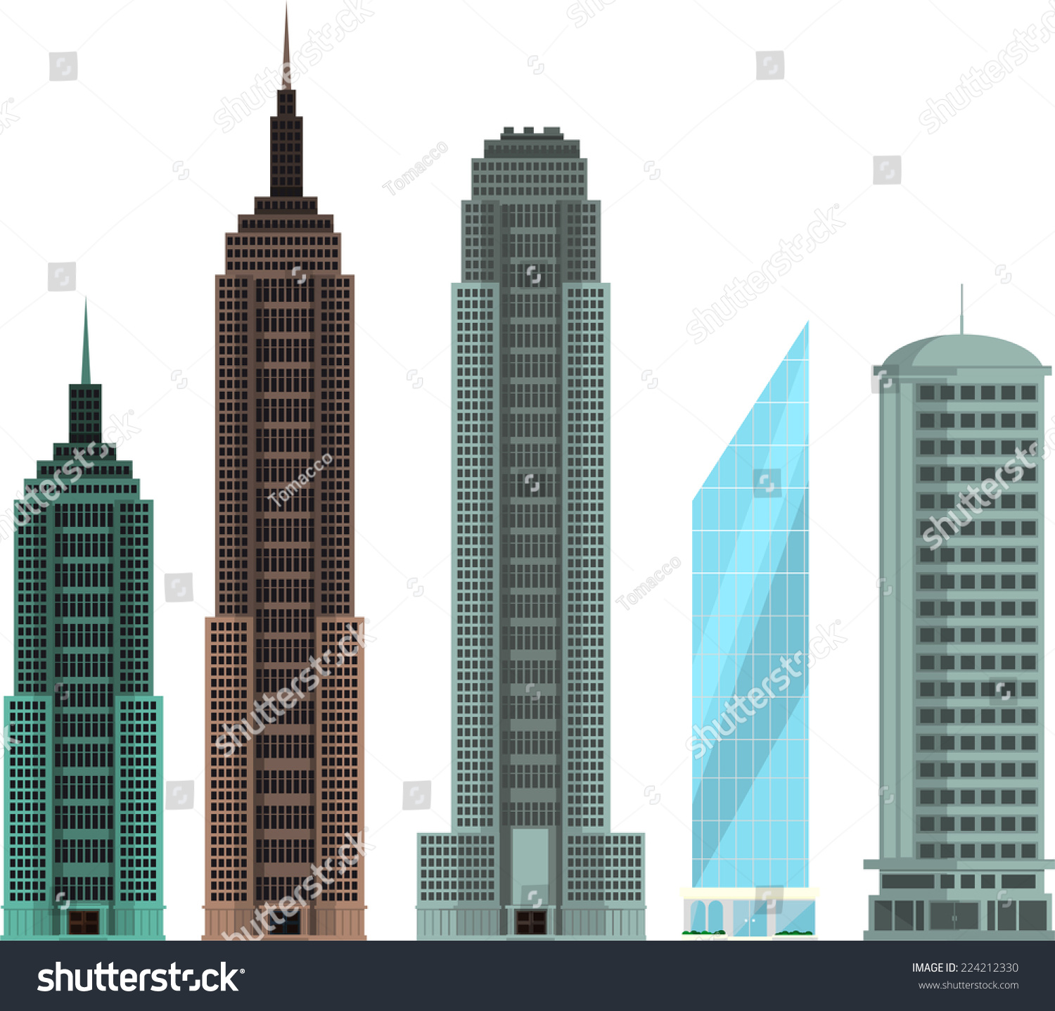 Cuatro edificios diferentes establecen la ilustración: vector de stock ...