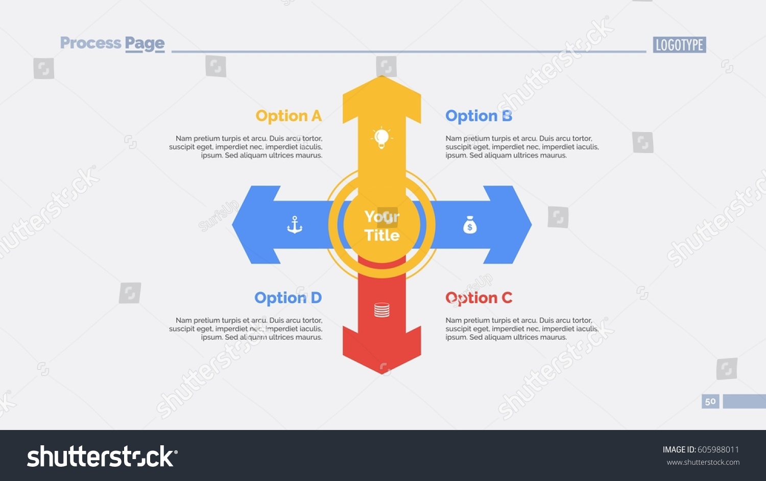 Four Directions Strategy Slide Template Stock Vector (Royalty Free ...