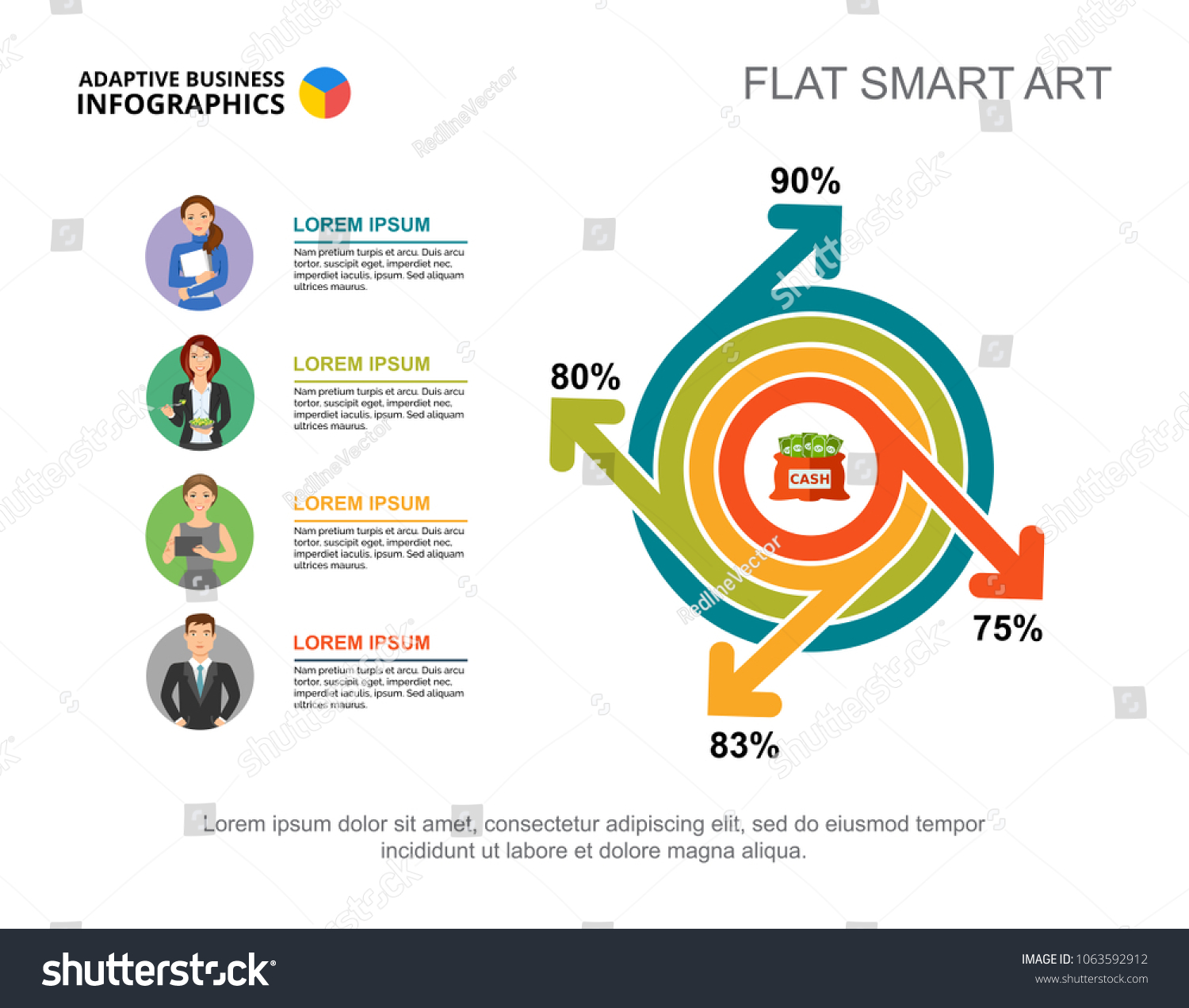Four Elements Percentage Chart Template Presentation Stock Vector ...