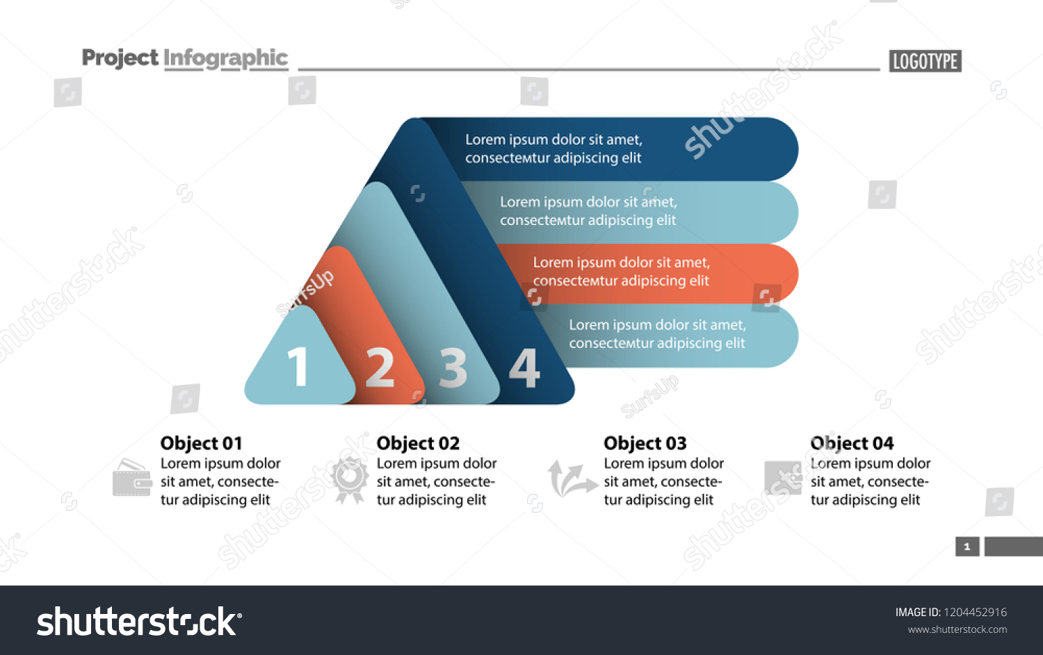 Four Elements Process Chart Slide Template Stock Vector (Royalty Free) 1204452916