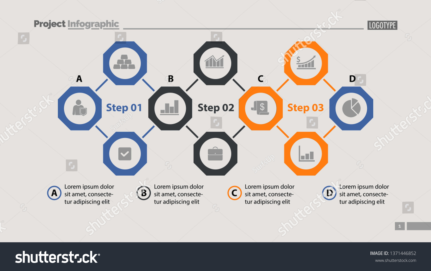 Four Elements Process Chart Slide Template Stock Vector (Royalty Free ...
