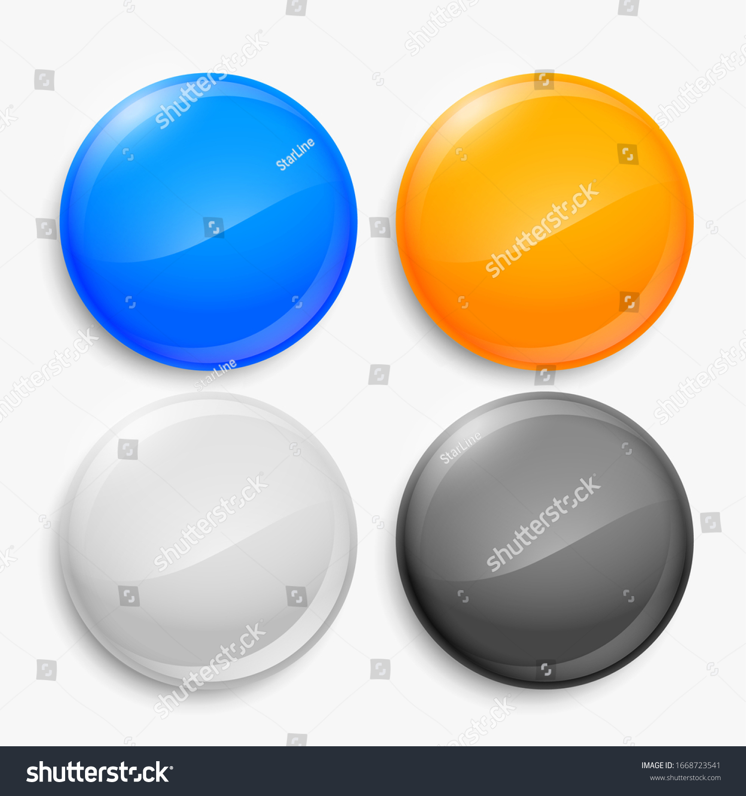 Four Empty Shiny Circular Buttons Set Stock Vector (Royalty Free ...