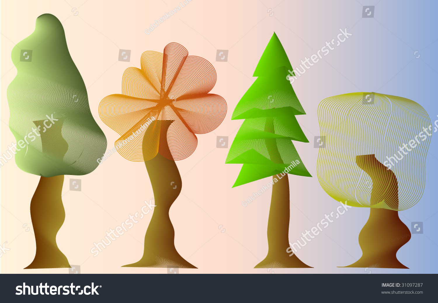 Four Forest Tree Crowns Different Shapes Stock Vector (Royalty Free ...