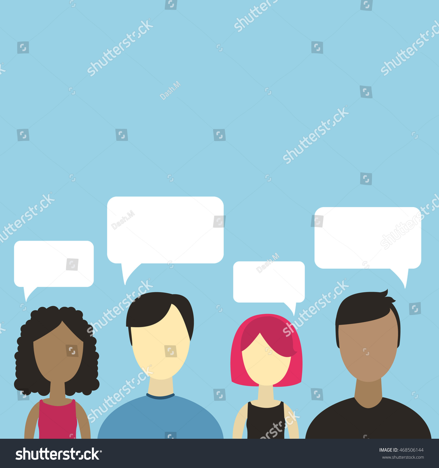 Four Friends Talking Flat Desing Vector: vetor stock (livre de direitos ...
