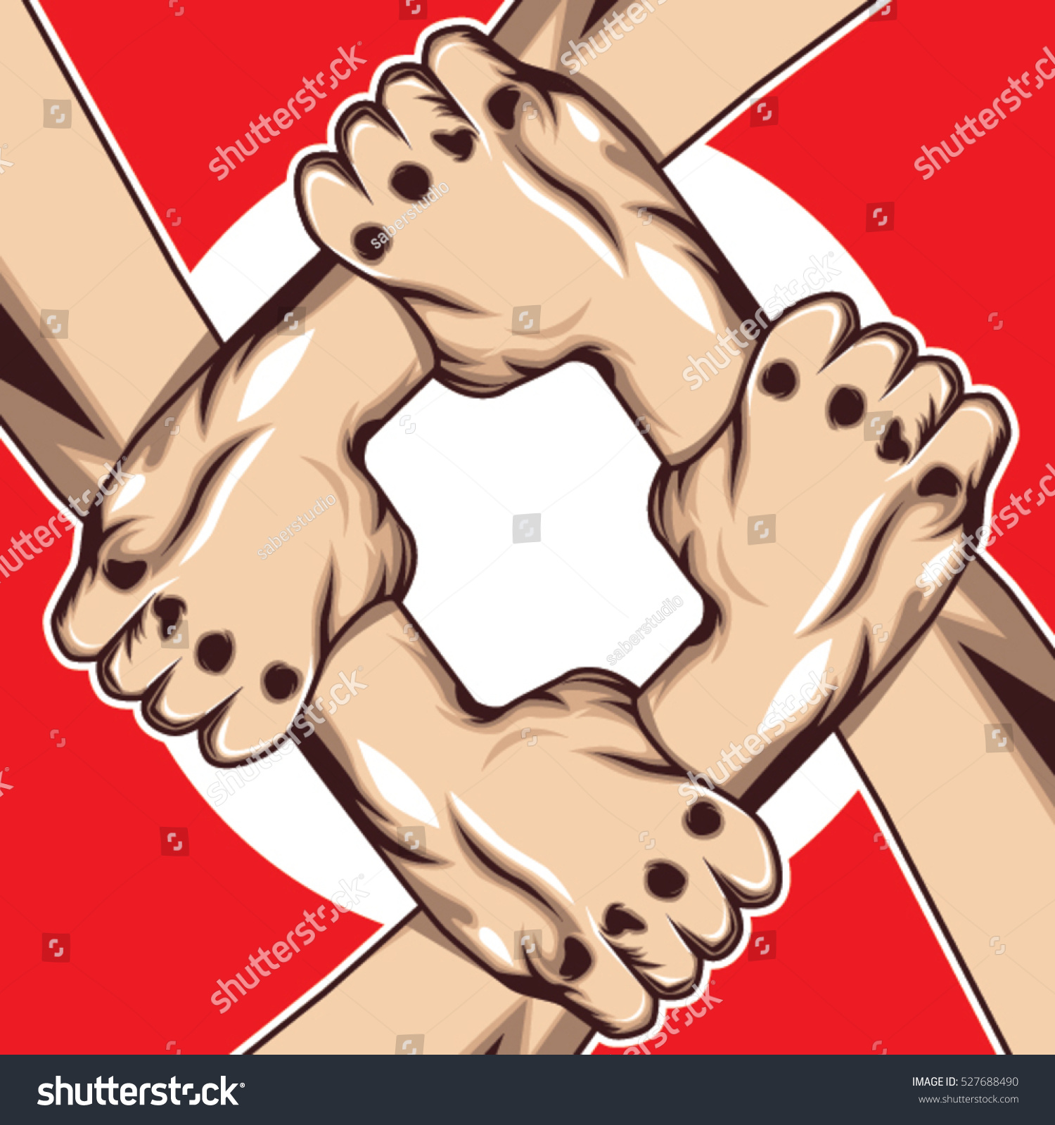 Four Hand Logo Stock Vector (Royalty Free) 527688490